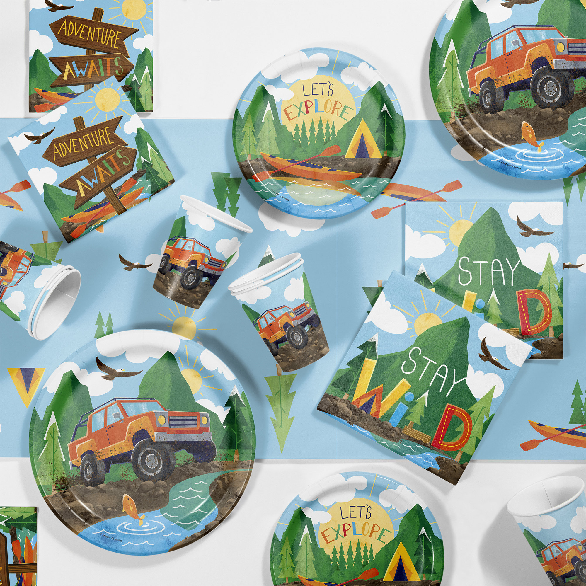 Creative Converting Outdoor Adventures Birthday Party Kit, Serves 8 ...