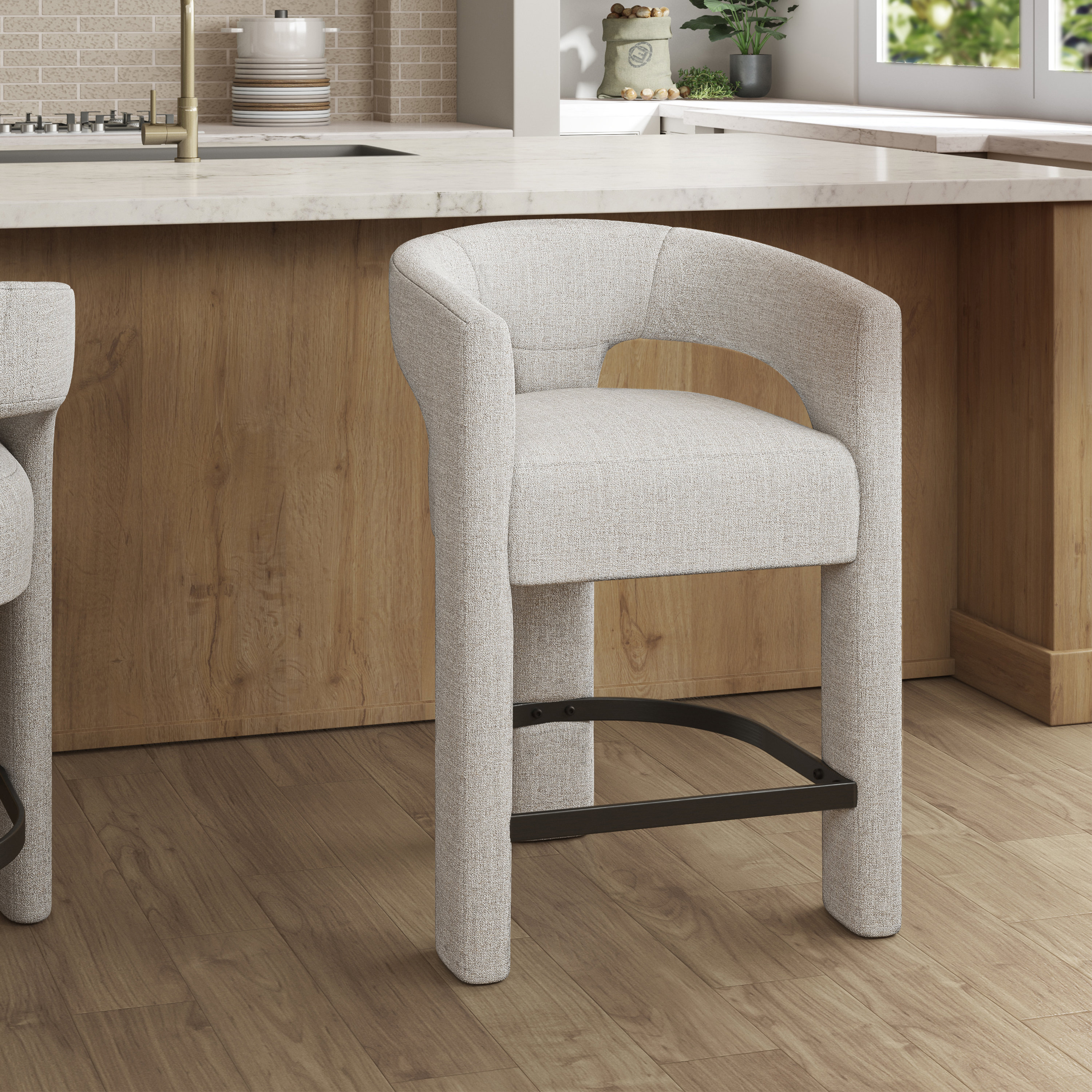 Latitude Run® Hardman Upholstered Counter Height Stool, Oatmeal | Wayfair