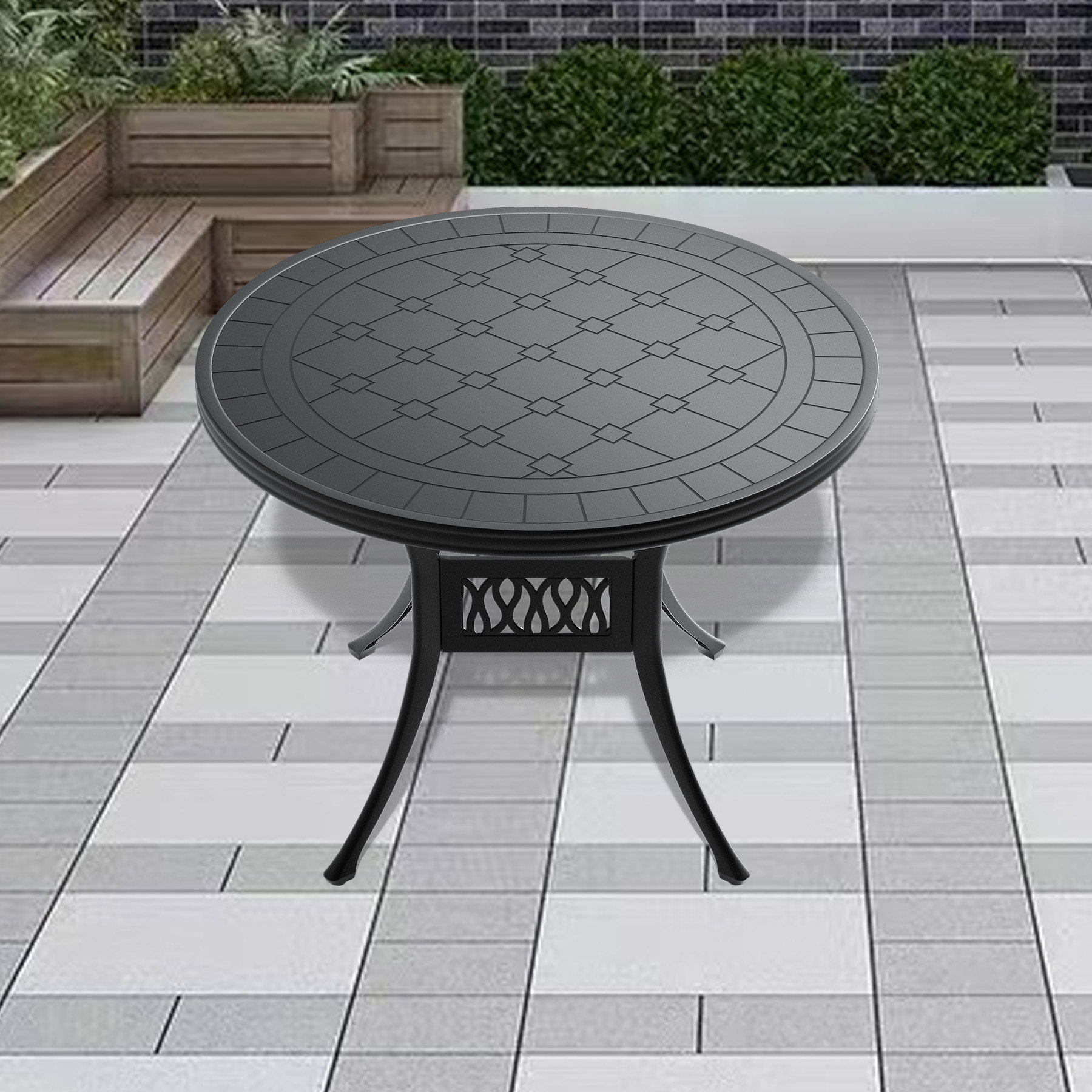 Red Barrel Studio® Round 39.37'' Outdoor Dining Table | Wayfair