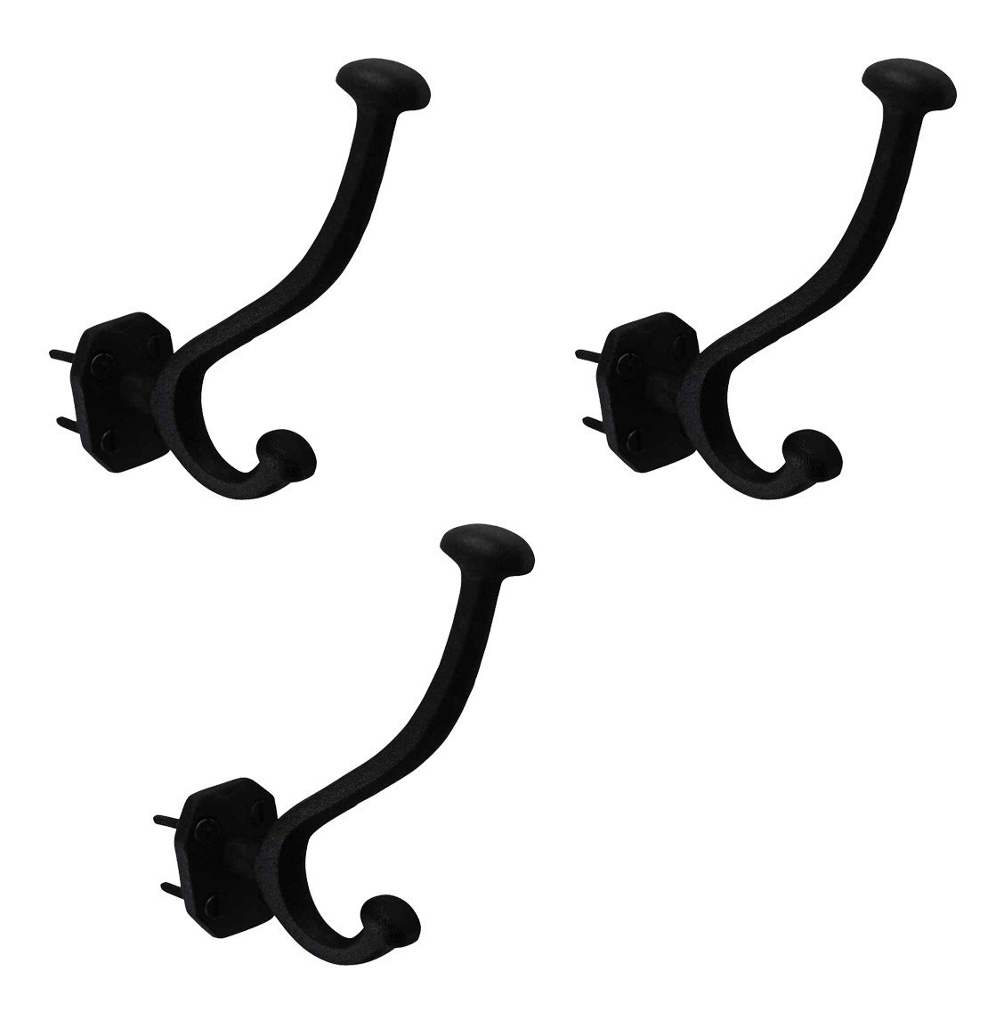 The Renovators Supply Inc. Black Wrought Iron Robe Double Wall Mount ...