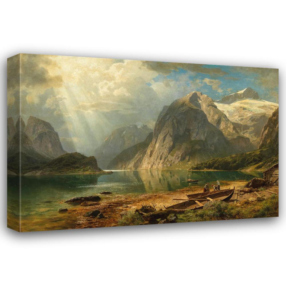 Millwood Pines "A Fjord Landscape" by August Wilhelm Leu - Gallery Wrap ...