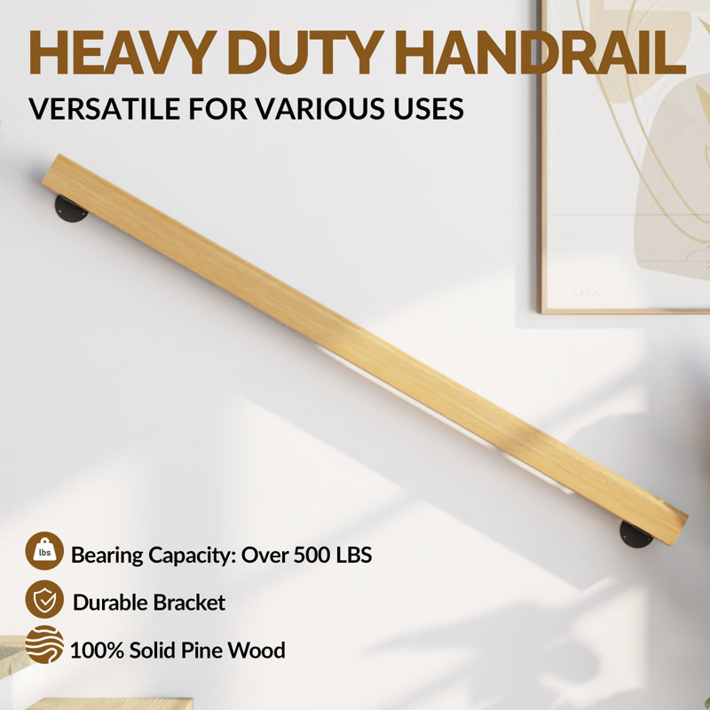 CraftVie Premium Solid Wood Handrails for Indoor Stairs, Safety Wall ...