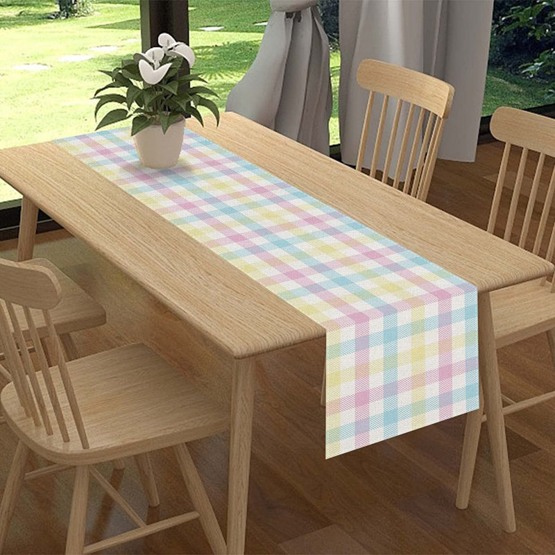 Gracie Oaks Taleiyah Rectangular Plaid Easter Linen Table Runner | Wayfair