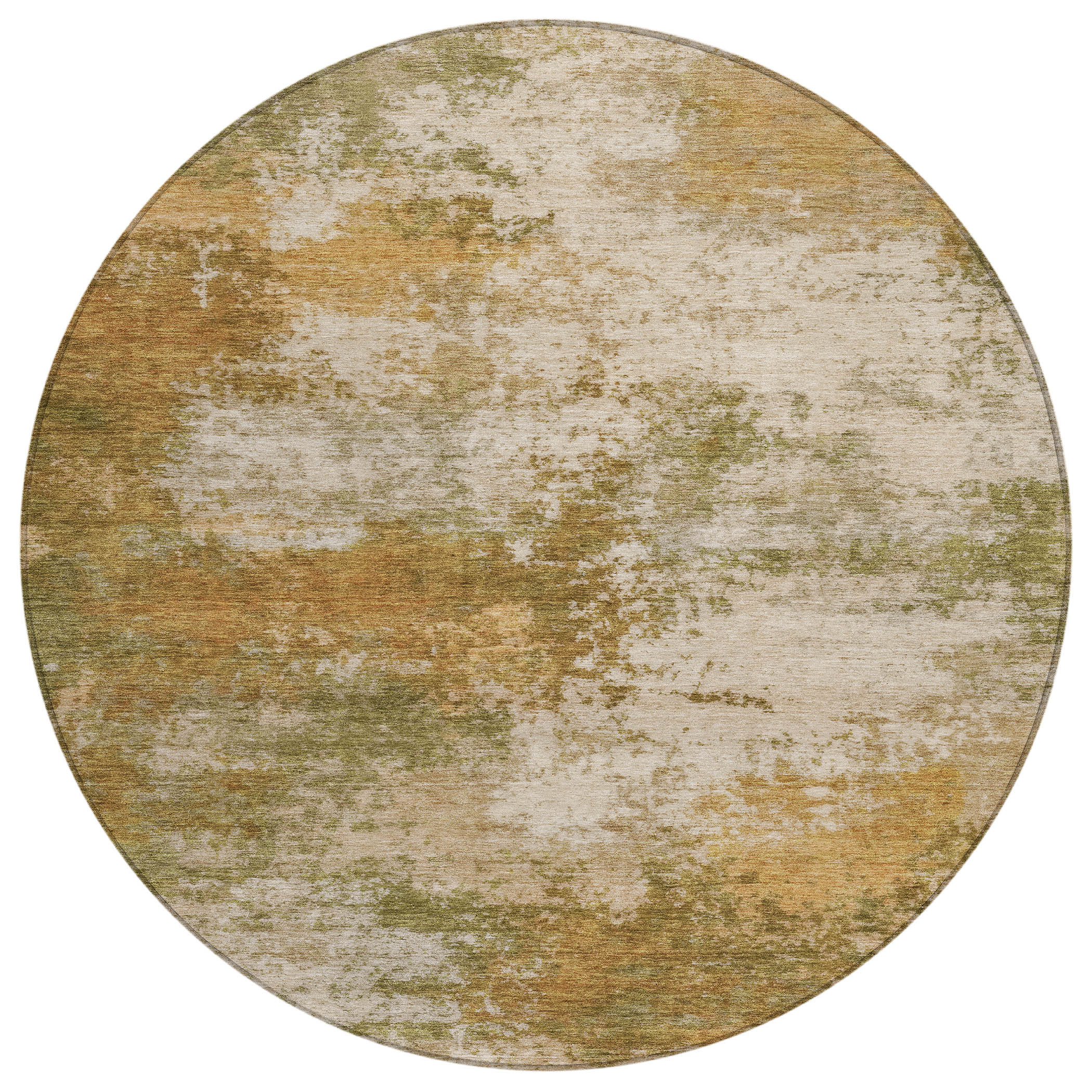 Orren Ellis 8' Copper And Ivory Round Abstract Washable Indoor Outdoor ...