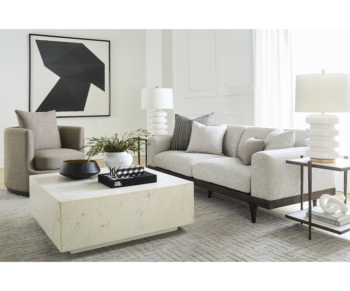 Alder & Tweed Ren End Table in Cloud Marble/Refined Brass | Perigold