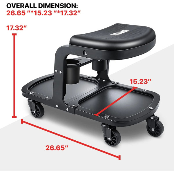 DNA Motoring Garage/Shop Rolling Stool 5 Rollers Heavy Duty Creeper ...