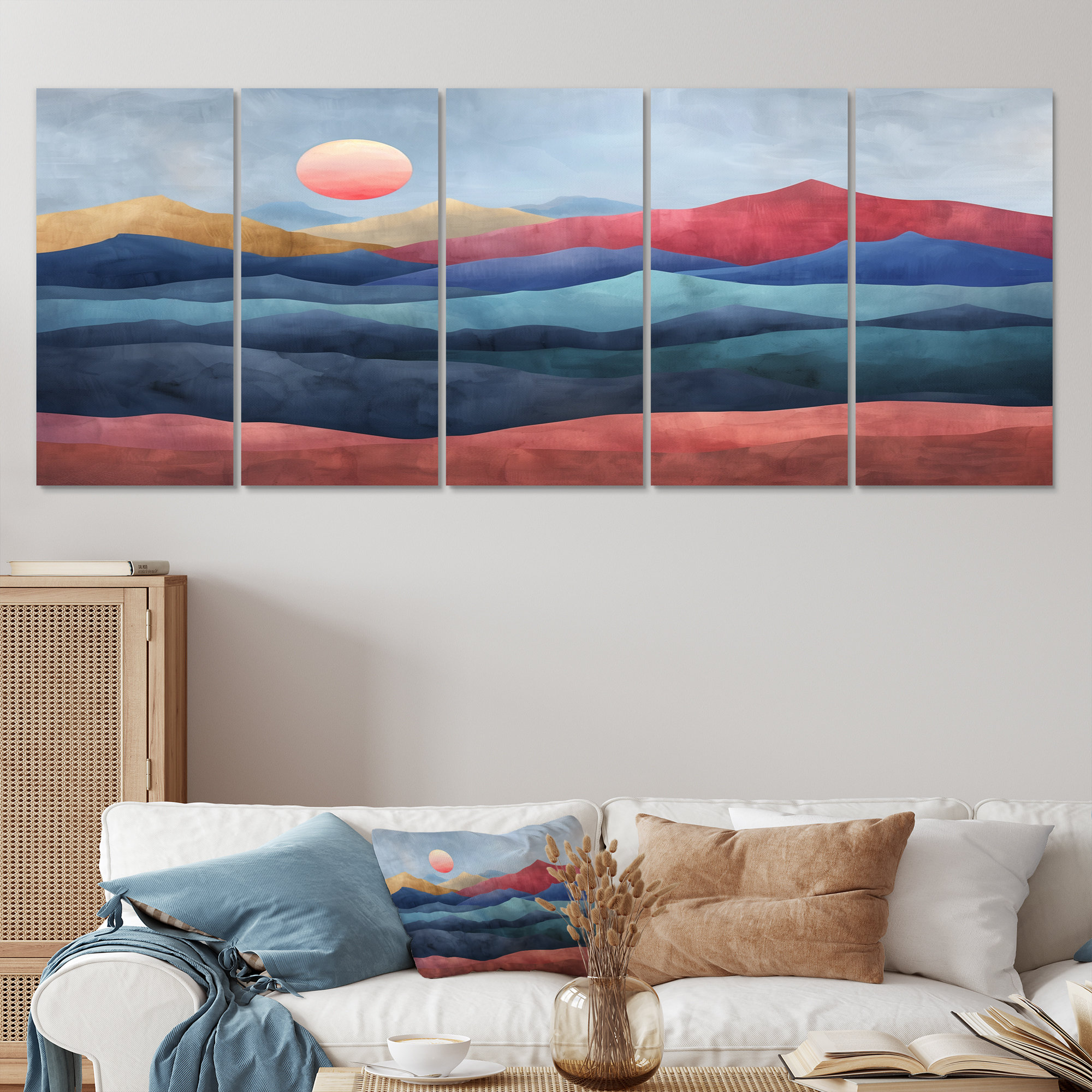 Millwood Pines Red Blue Abstract Sunset Mountain Landscapes II ...