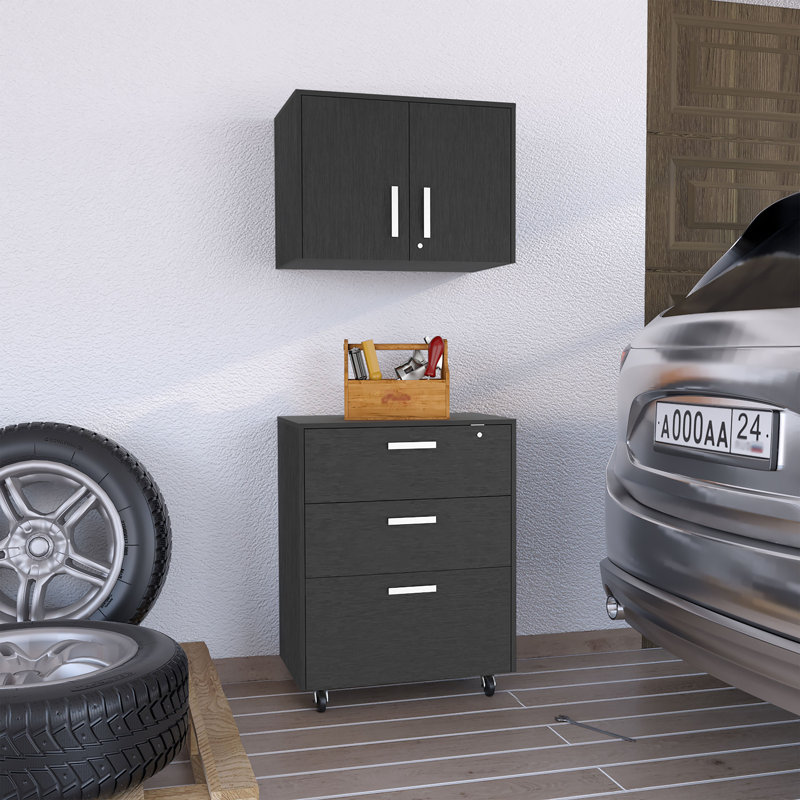 Latitude Run® Georgia 2-Piece Basic Garage Storage Cabinet System | Wayfair