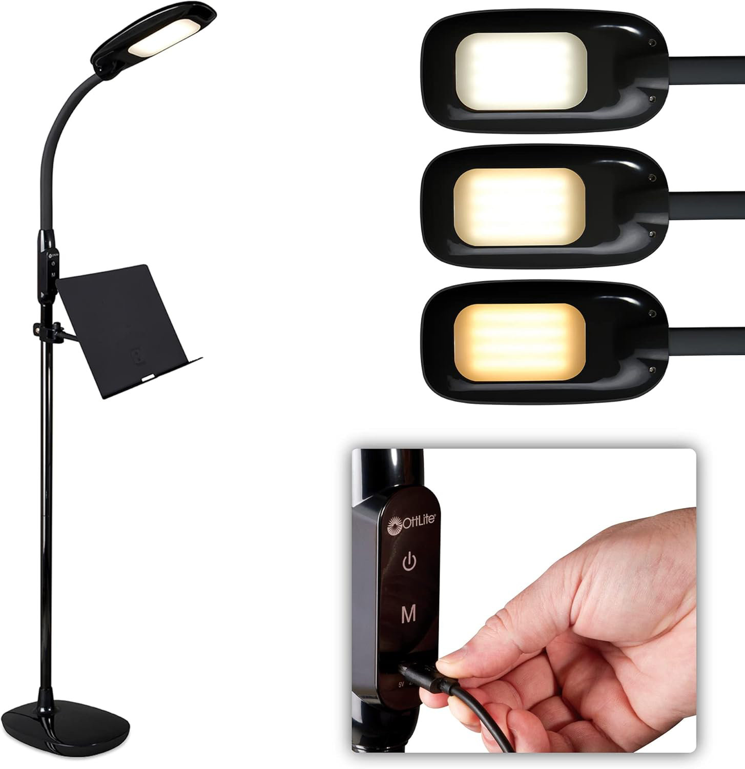 BEAUTY DEPOT Lampe sur pied à DEL avec charge USB, support pour ...