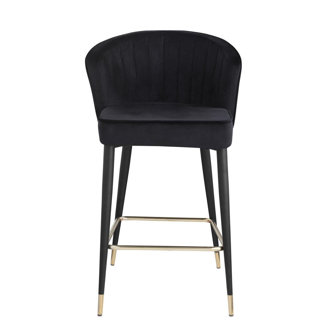 Everly Quinn Contemporary Velvet Upholstered Counter Height Stool With ...