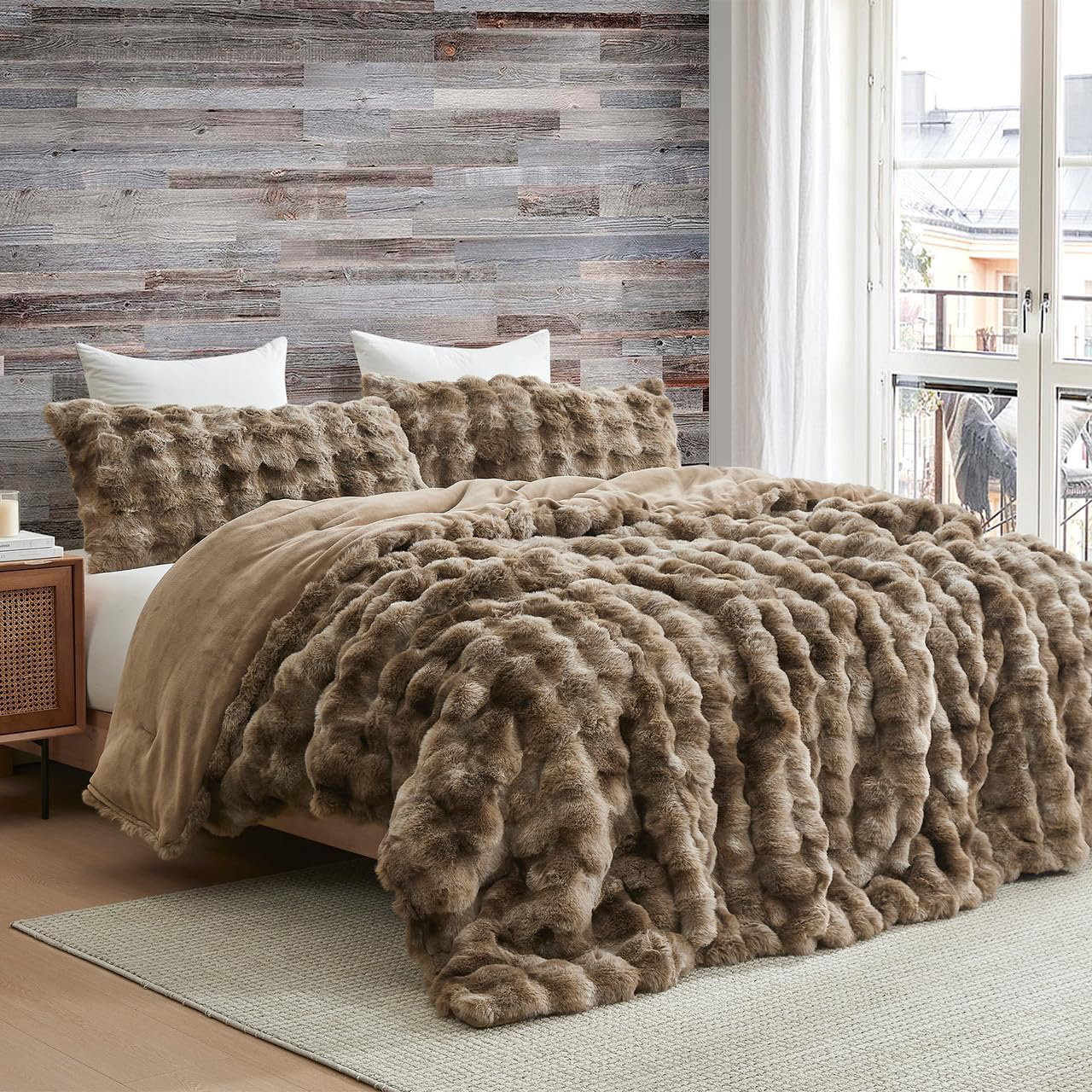 Byourbed Coma Inducer Beary Soft Faux Fur Oversized Comforter Set ...
