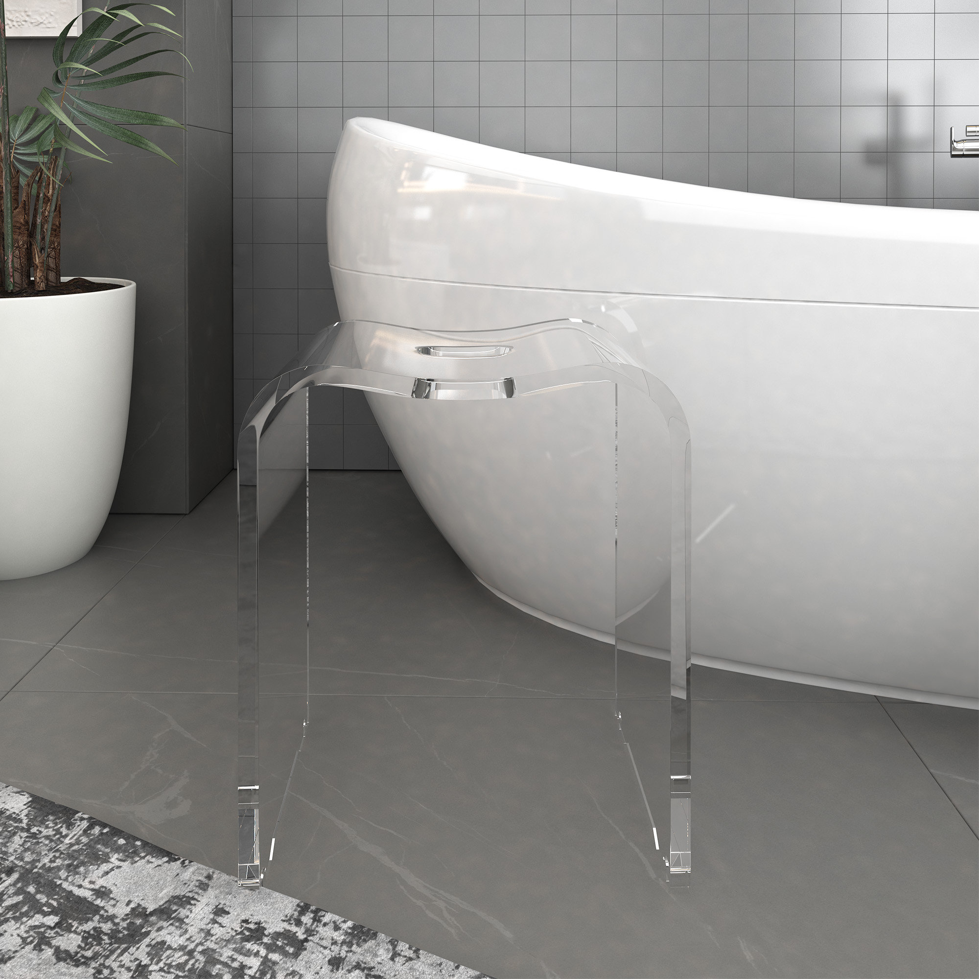 Blue Elephant Olcay 39.4cm W Acrylic Shower Bench & Reviews | Wayfair.co.uk