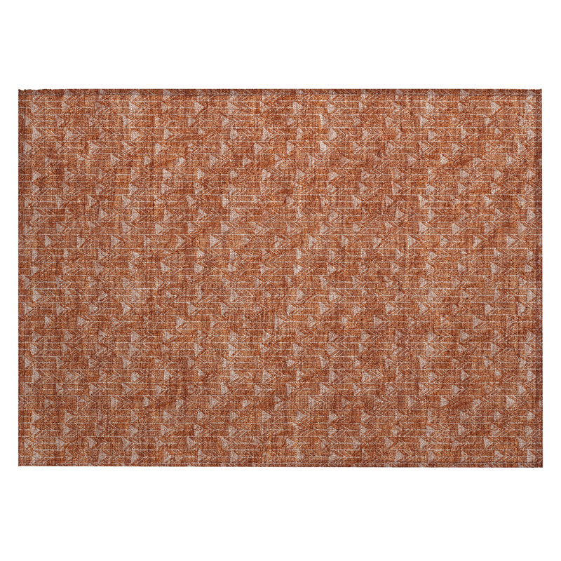 HomeRoots 2' X 3' Terra Cotta Geometric Washable Non Skid Indoor ...