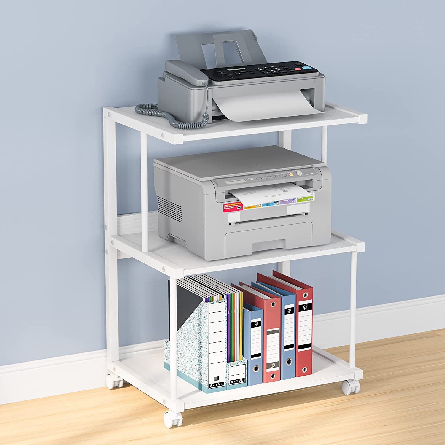 XDYZ 3 Tier Printer Stand Rolling Printer Cart with Storage for Home ...