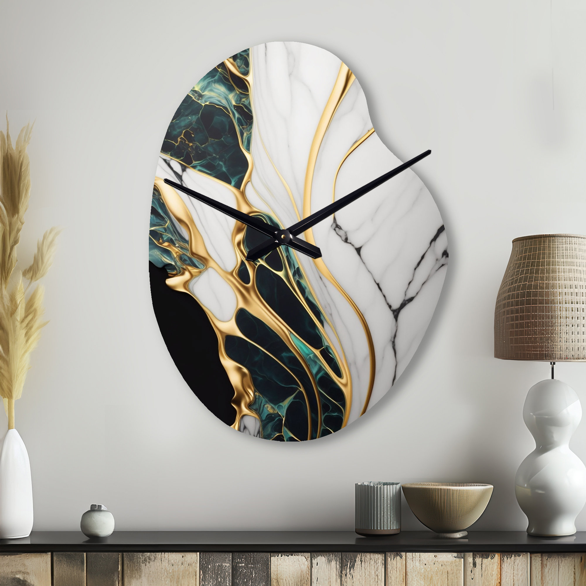 Design Art Abstract Geode Gold And Green Marble III - Marble Irregular ...