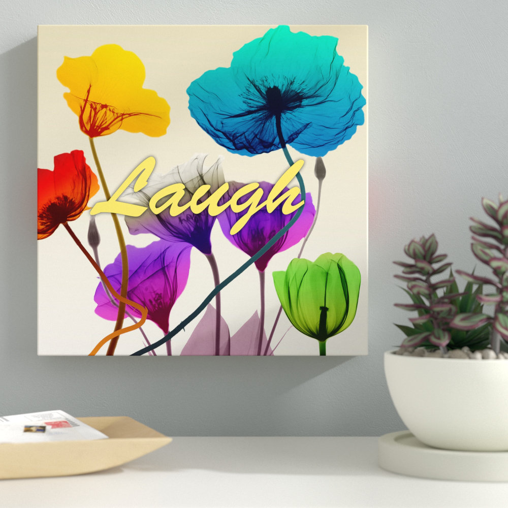 Ebern Designs Floral Calm Pop Laugh - Wrapped Canvas Graphic Art Print ...