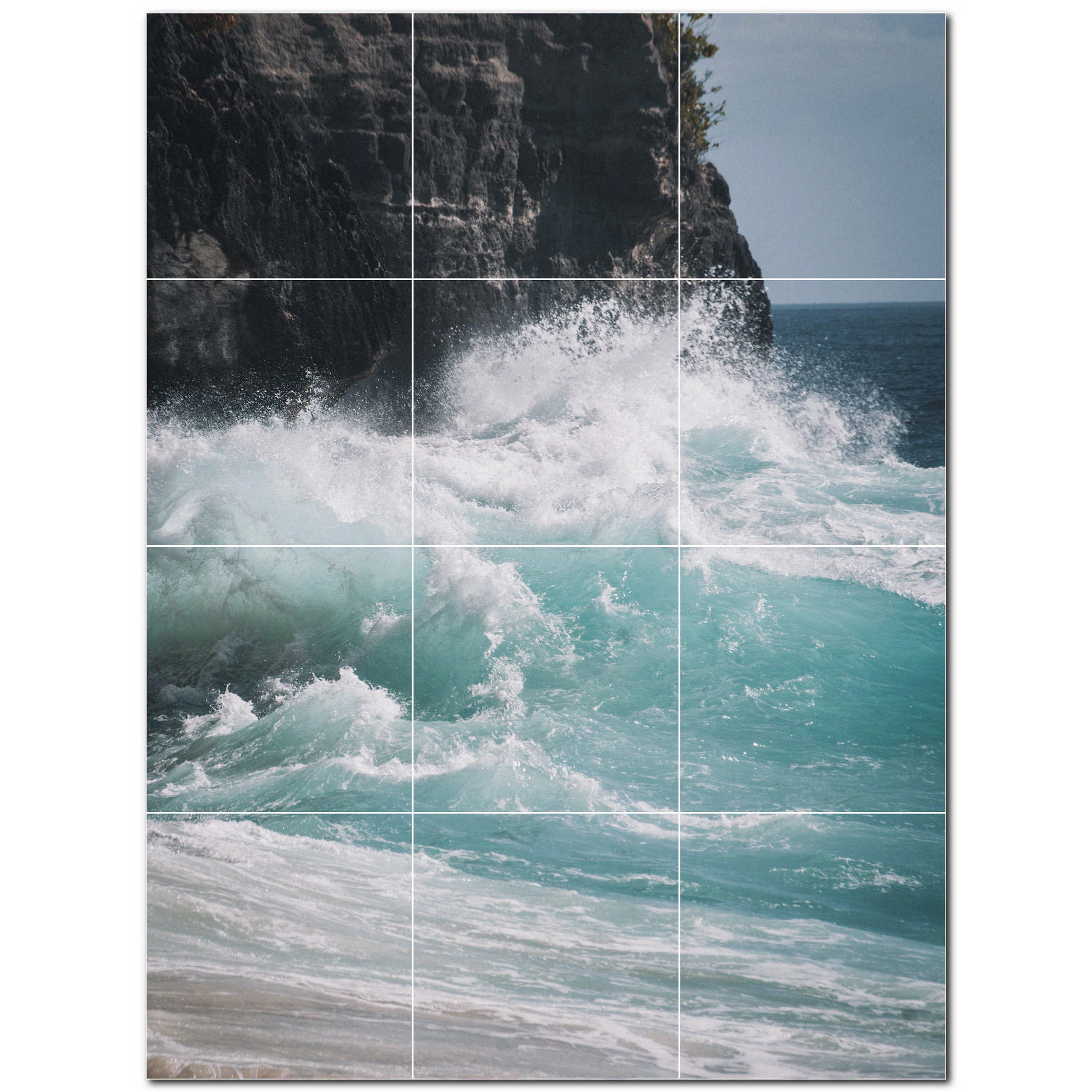 Picture-Tiles.com 24" x 32" Ceramic Waves Photo Decorative Mural Tile ...