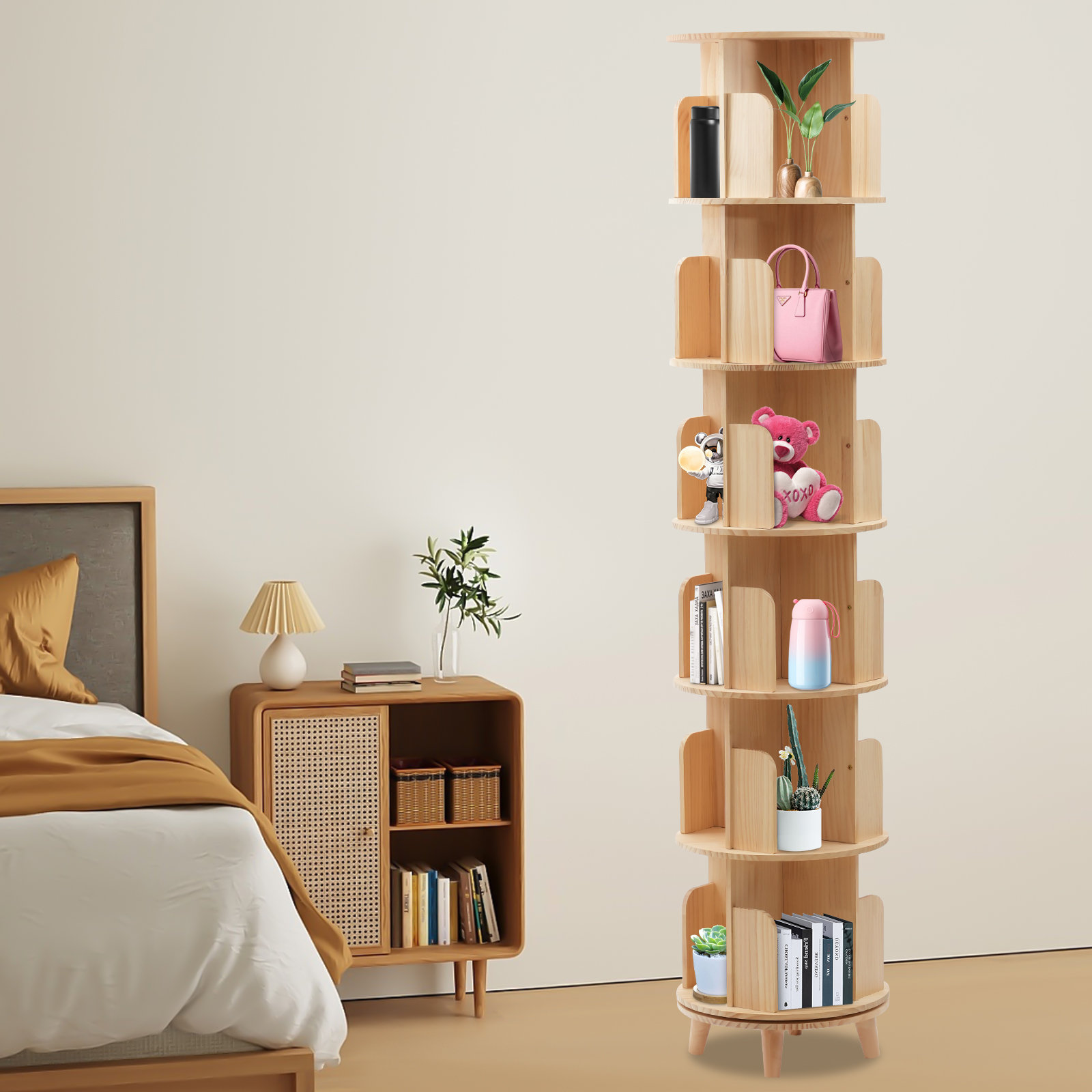 George Oliver 6-Tier 360° Rotating Bookshelf Storage Rack | Wayfair