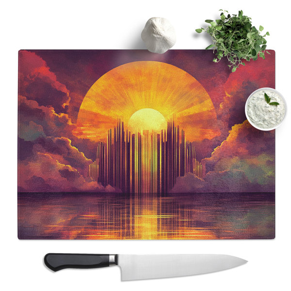 George Oliver Art Deco SunsetGlass Chopping Board | Wayfair.co.uk