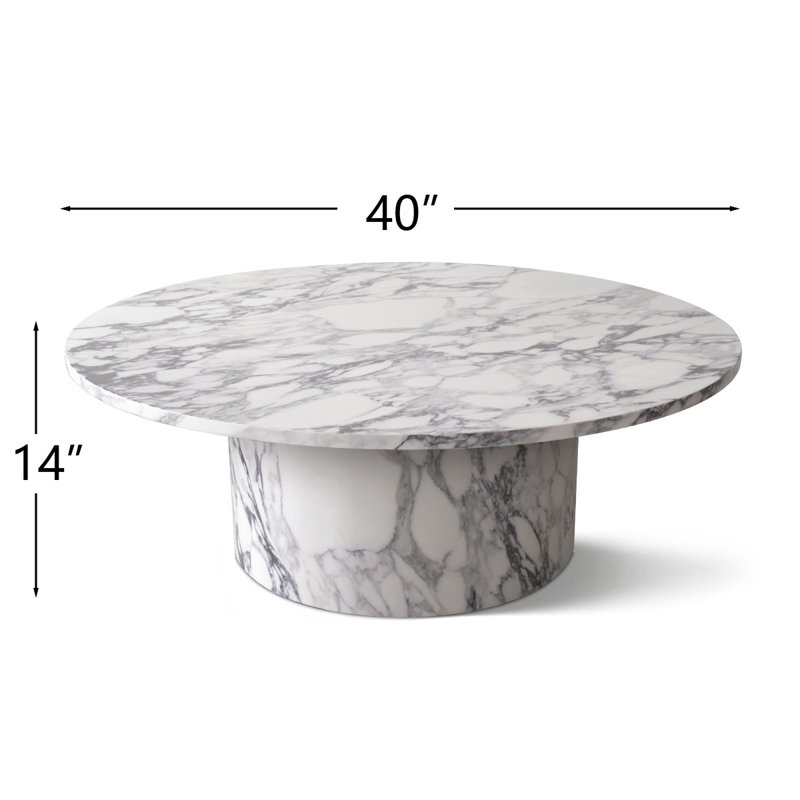 Wrought Studio™ Asherville 40" Faux Marble Round Pedestal Coffee Table ...