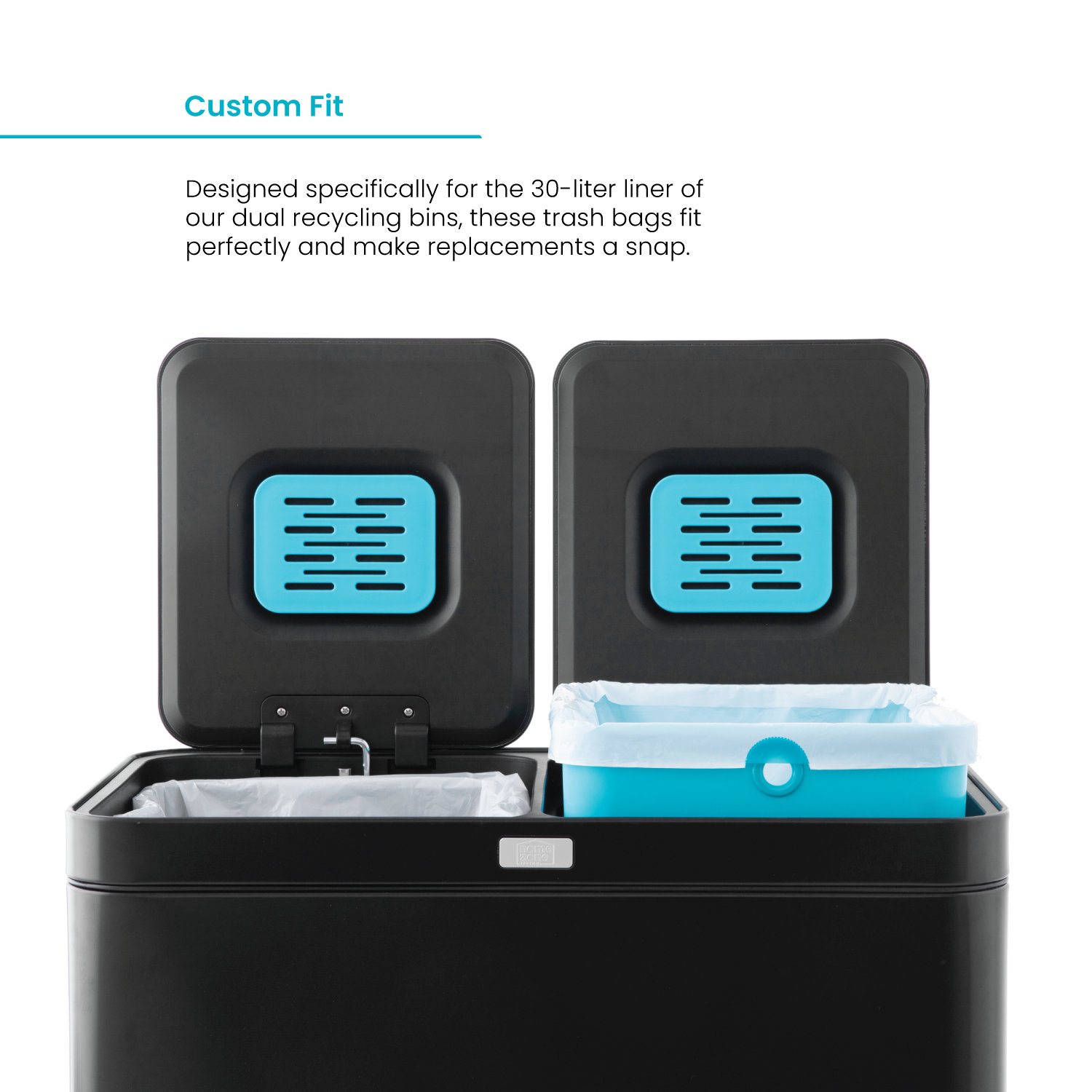 Home Zone Living Code 30R Drawstring Kitchen Trash Bags Custom Fit for ...