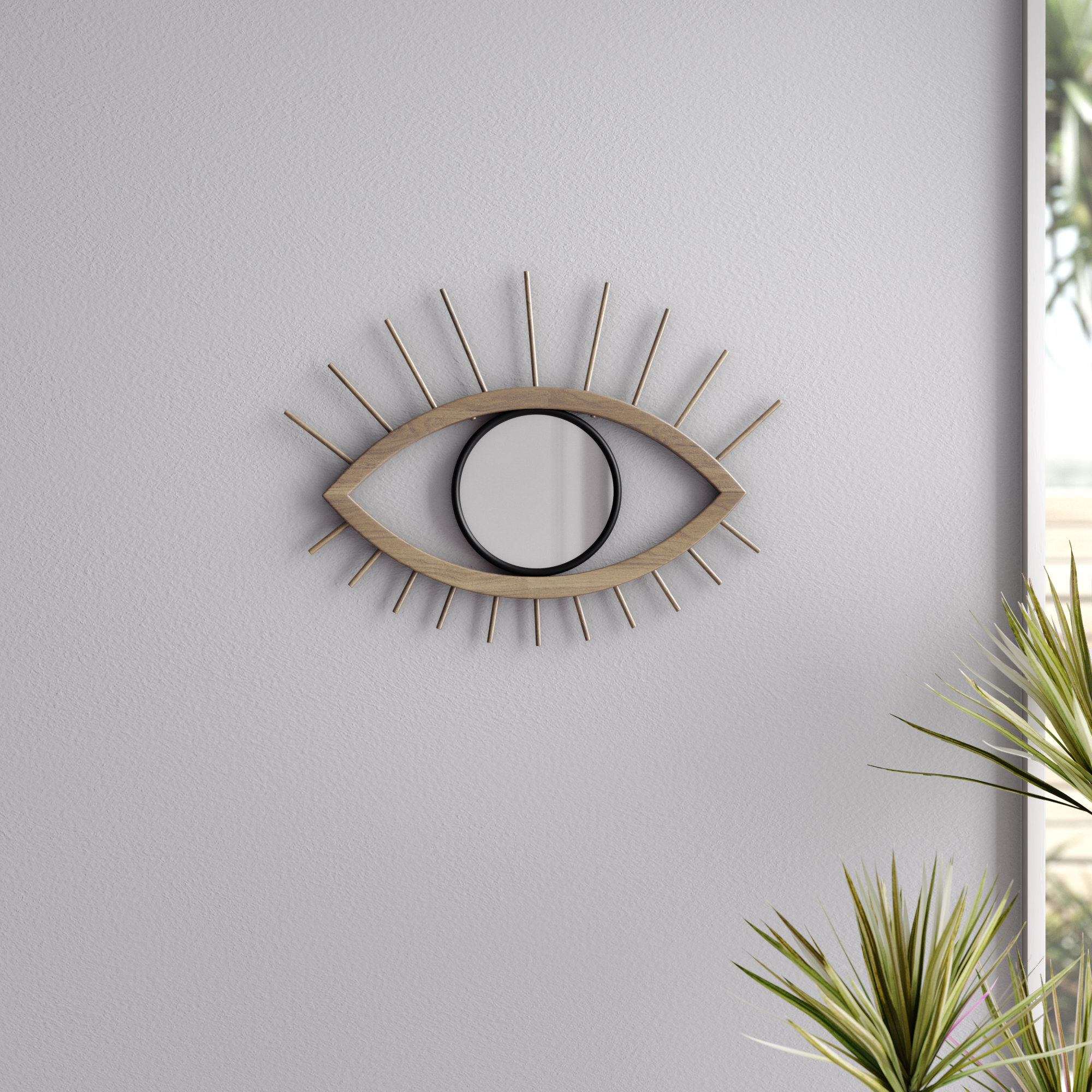 Mistana™ Teen 22"Lx1"Wx18"H Mirrored Eye Wall Decor, Beveled Frame ...