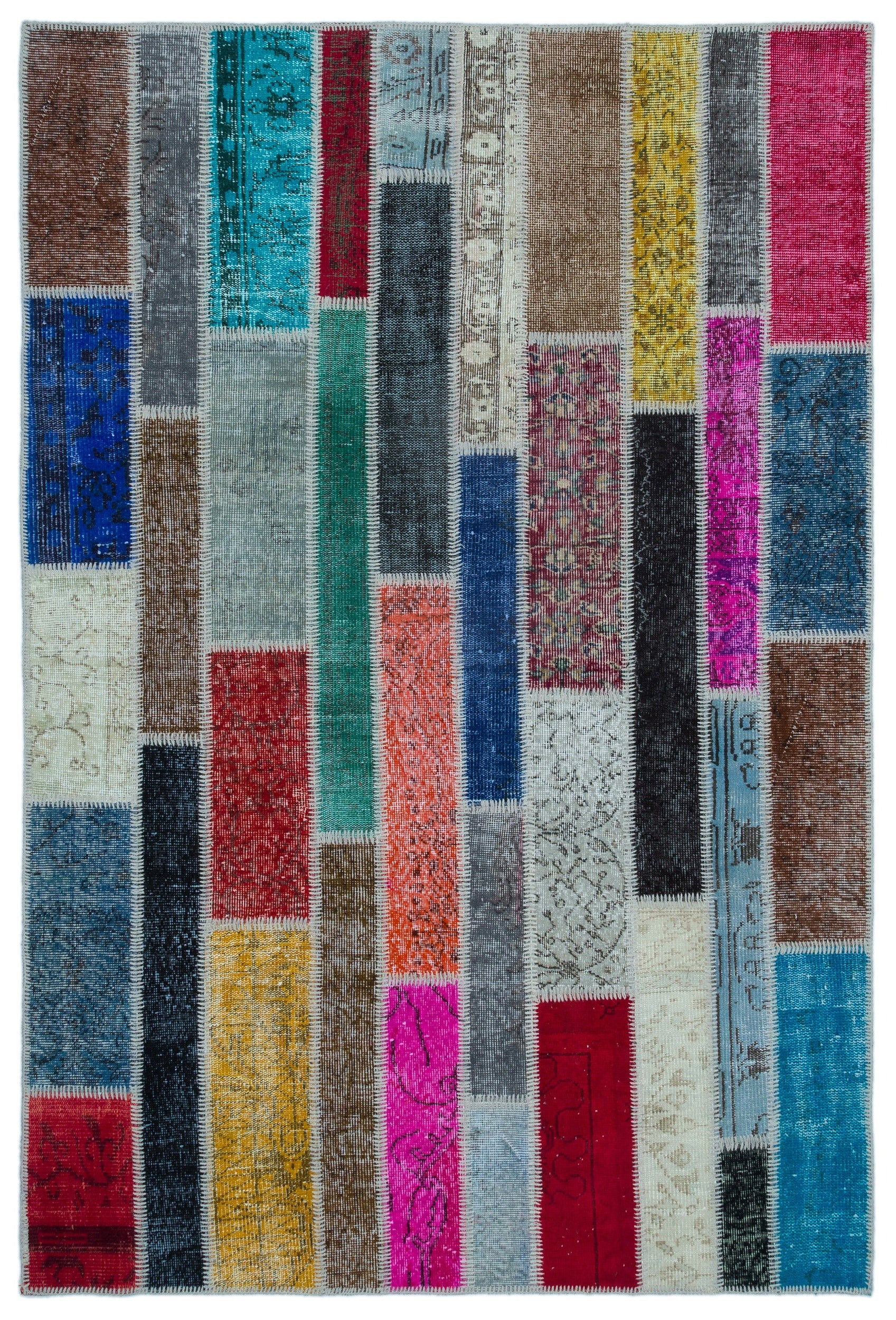 Isabelline Beige Patchwork Wool Handmade Area Rug | Wayfair