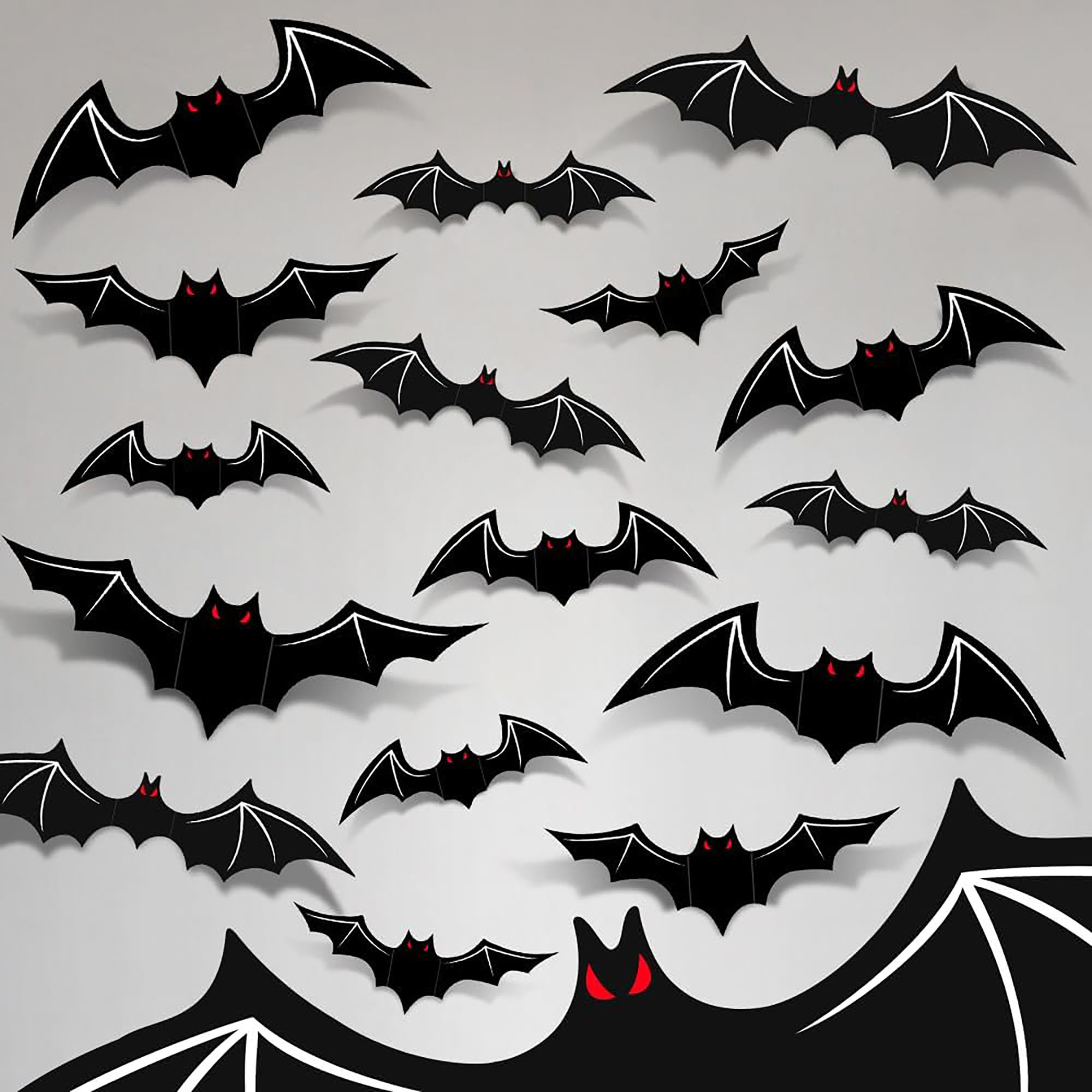 The Holiday Aisle® 90 Pcs 3D Bats For Halloween Decor, Halloween Bats ...