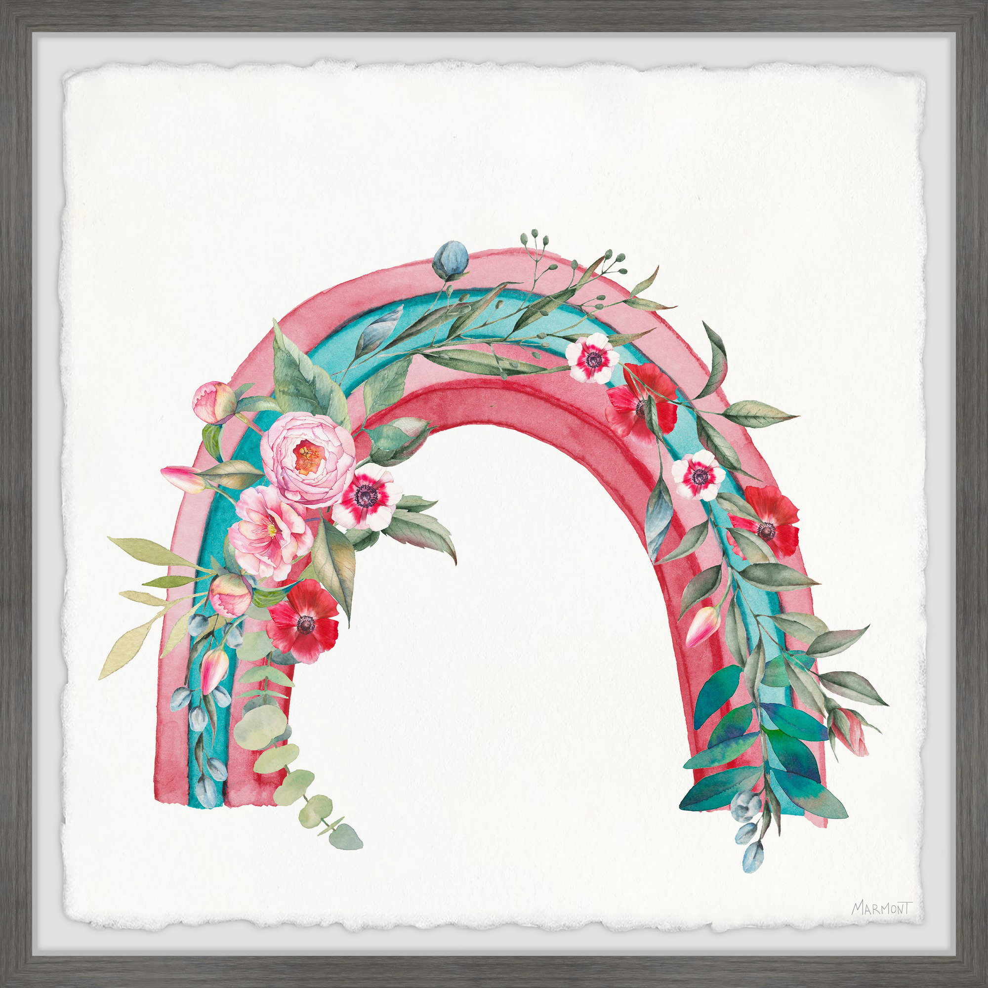 Isabelle & Max™ Gaul Floral Rainbow Framed Print | Wayfair