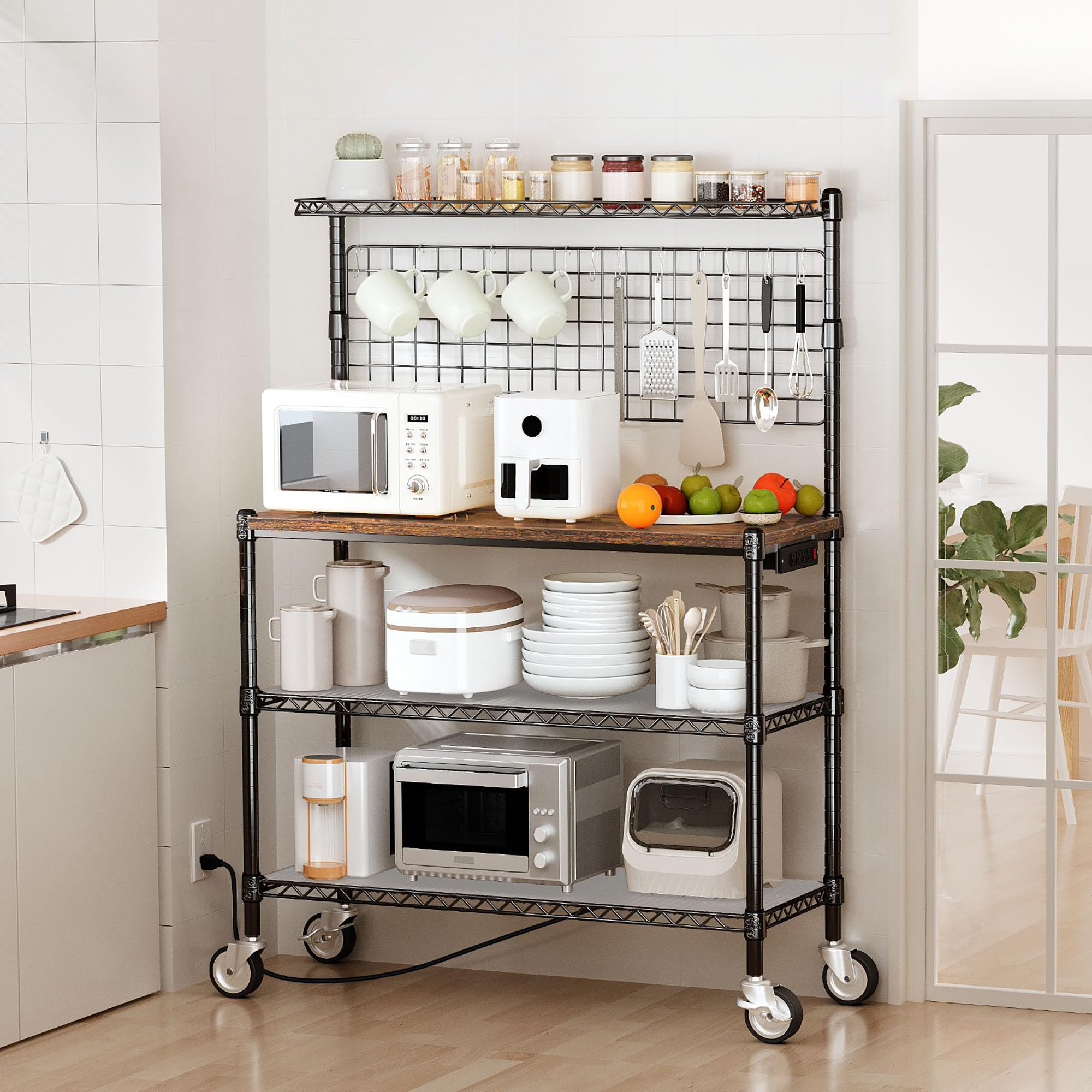 Rebrilliant 36 Inch Microwave Stand Kitchen Cart | Wayfair