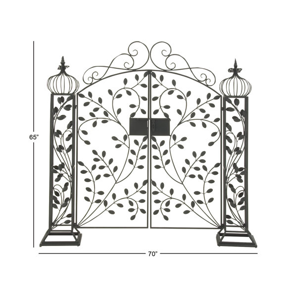 Astoria Grand Verduzco Metal Indoor Outdoor Scrollwork Arched Gate ...