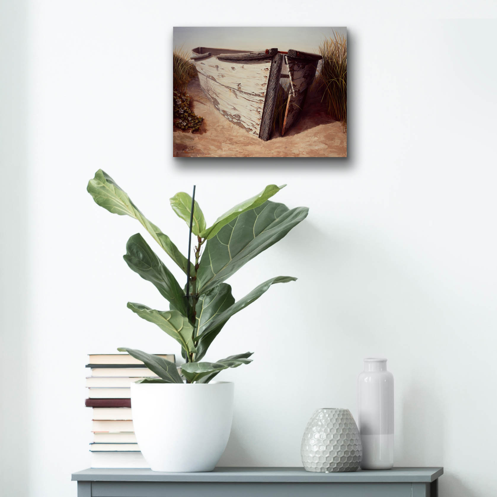 Breakwater Bay White Boat II' by Karl Soderlund, Acrylic Glass Wall Art ...