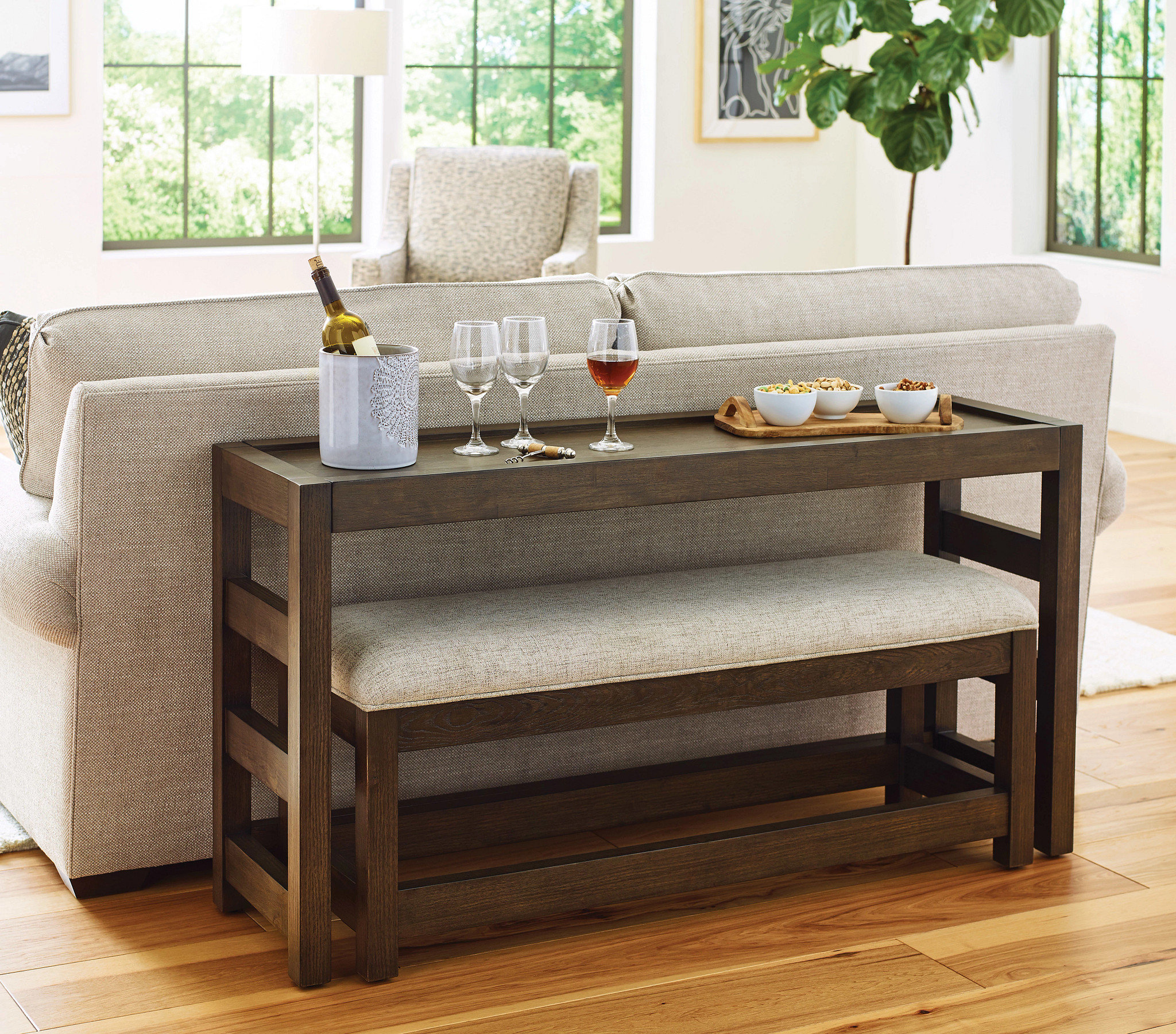 Wade Logan Bonifacia Rectangular Console Table with Bench | Wayfair