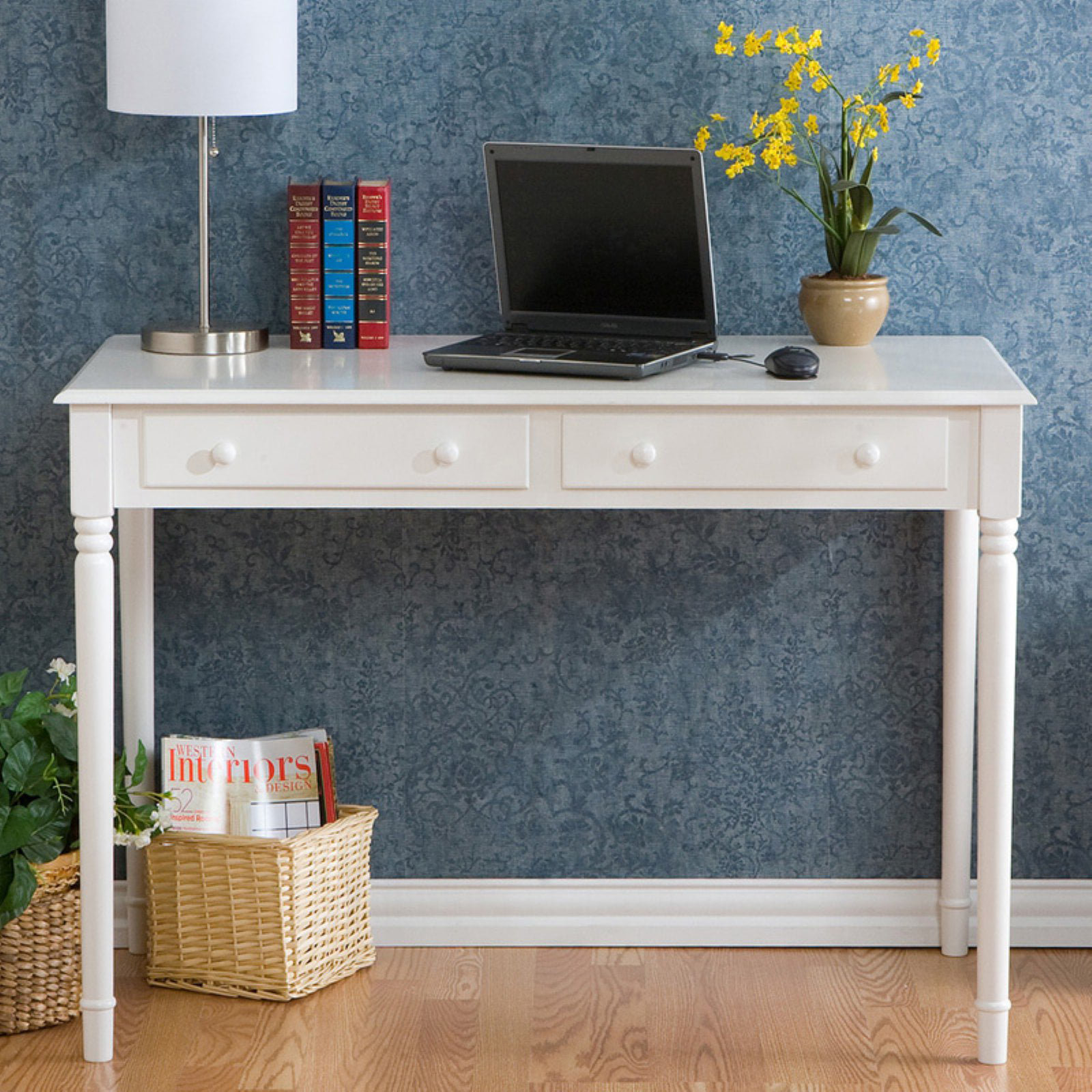 Alcott Hill Haslet Writing 2-Drawer Desk - Crisp White - Wayfair Canada