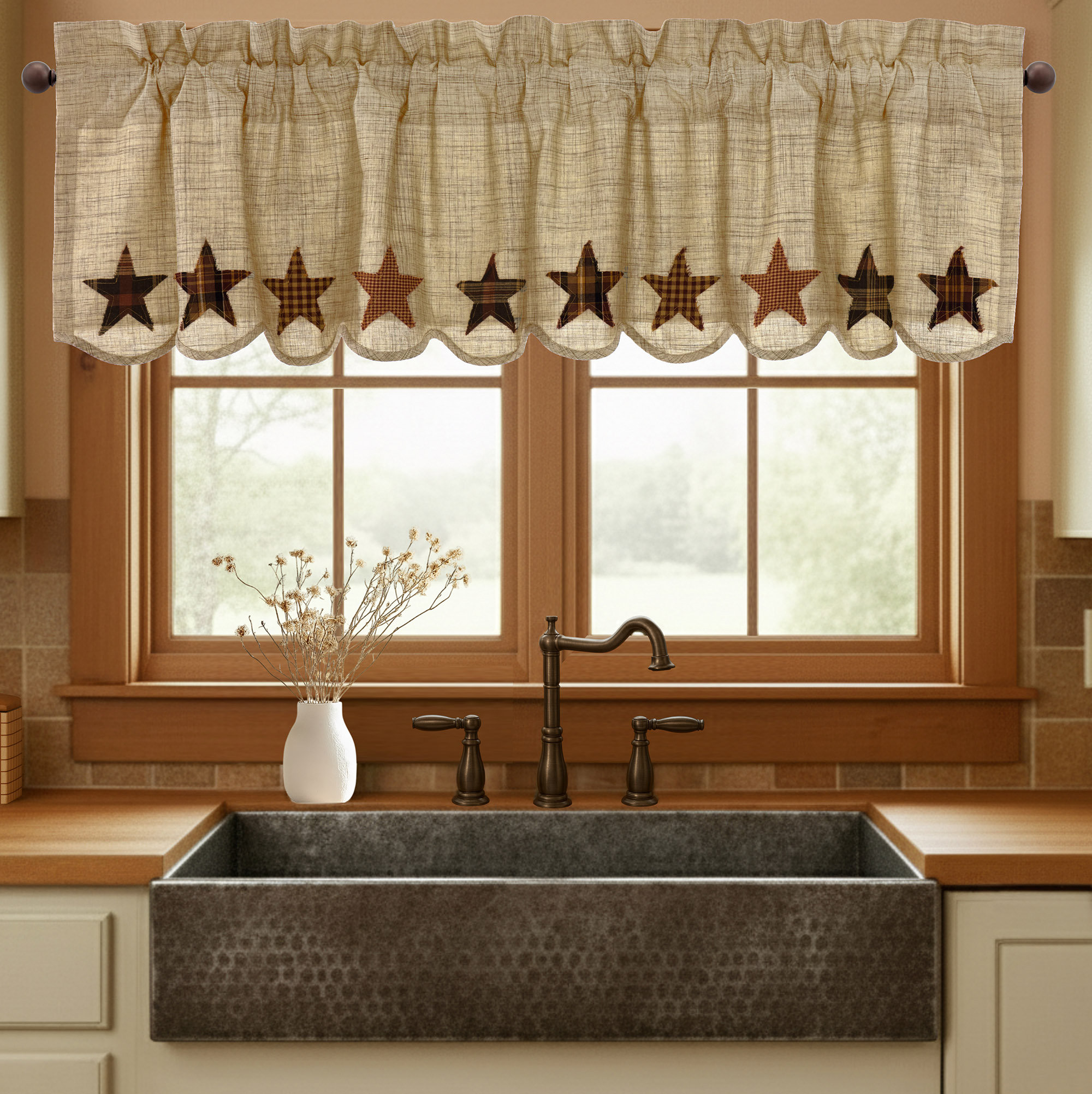 Vhc Brands Abilene Star Cotton Scalloped Window Valance Reviews Wayfair