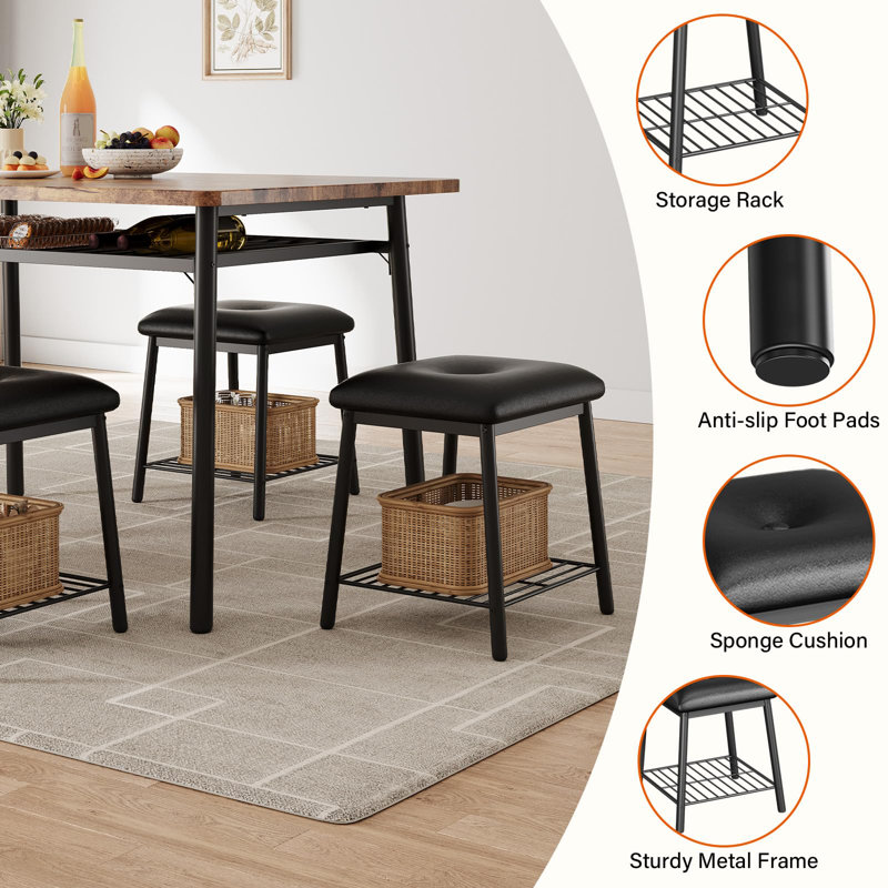 17 Stories Dining Table Stool Set For 4, Rectangular Kitchen Table With ...