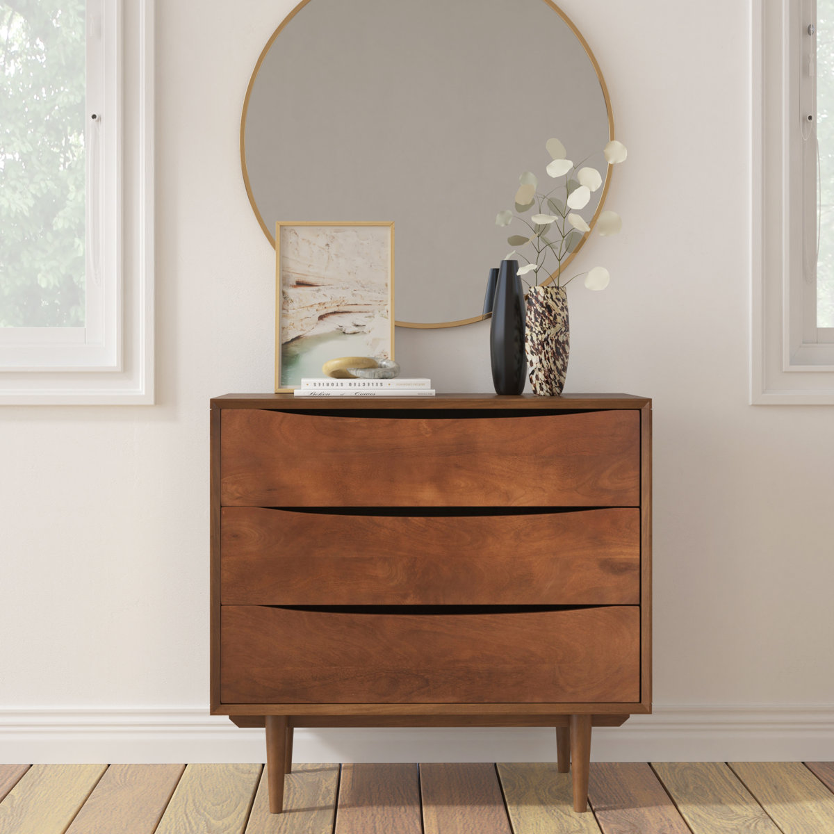 Union Rustic Katt 3 Drawer 33.5" W Solid Wood Dresser & Reviews | Wayfair
