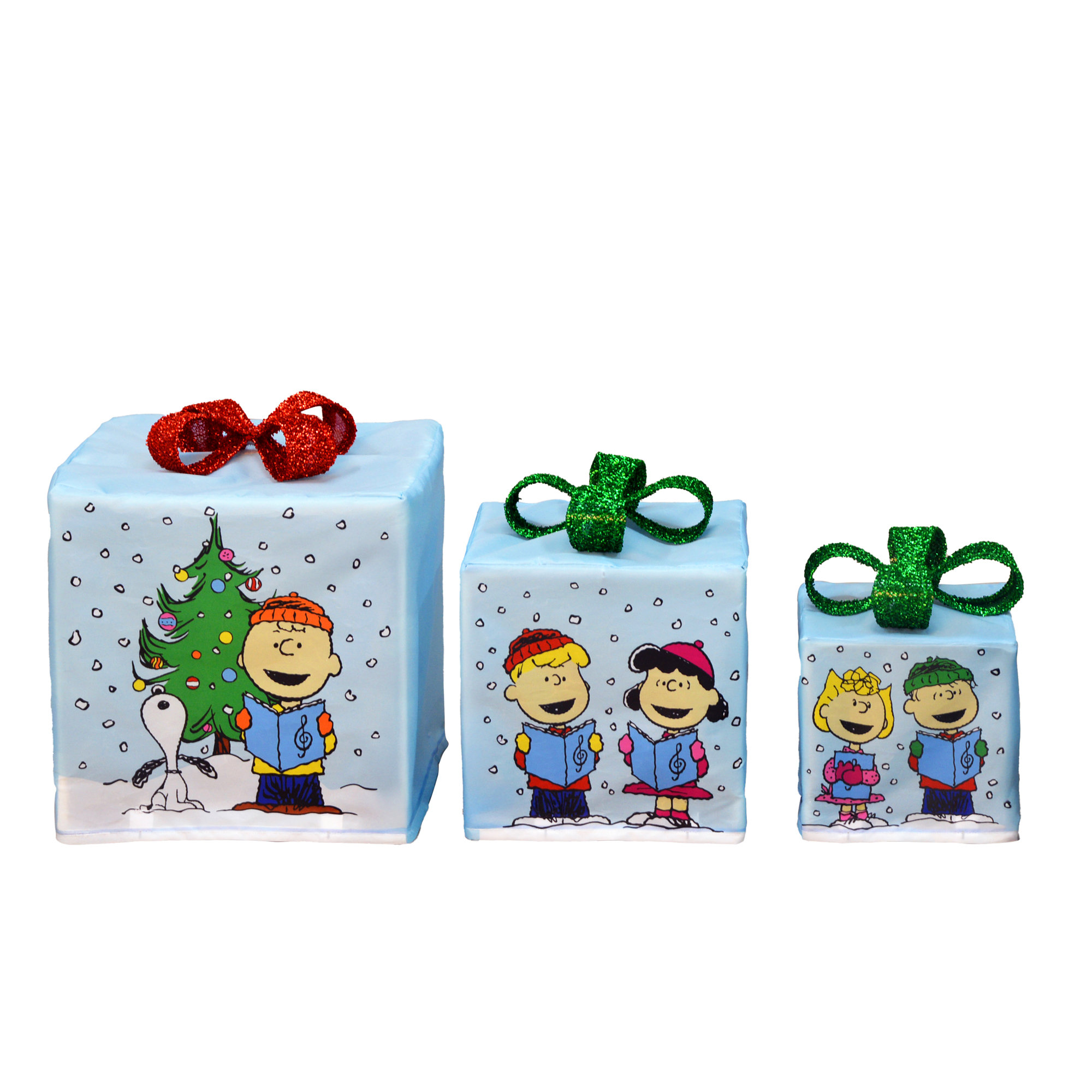 Ebern Designs 8 10 12in Peanuts PreLit LED Presents Printed Carolers ...