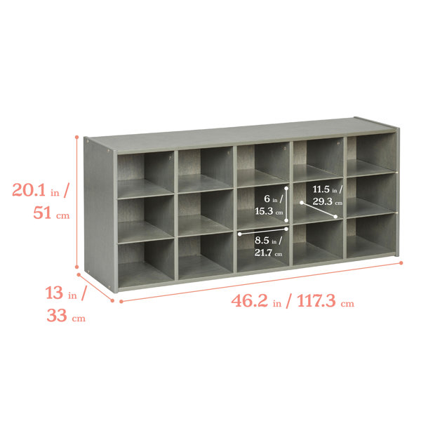 ECR4Kids ECR4Kids Streamline 15 Cubby Tray Storage Cabinet, 3x5 ...
