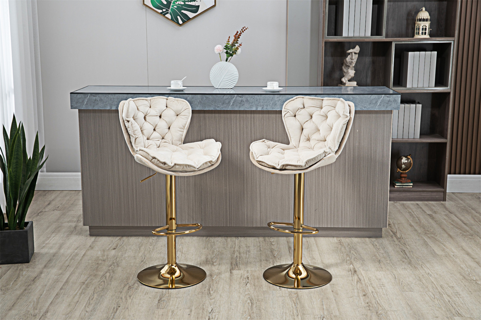 House of Hampton® Bar Stools With Back And Footrest Counter Height ...