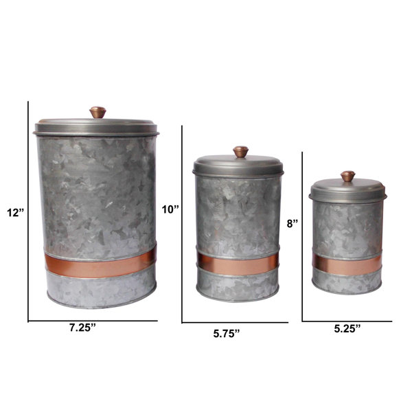 Steelside™ 3 Piece Metal Lidded Kitchen Canister Set & Reviews | Wayfair