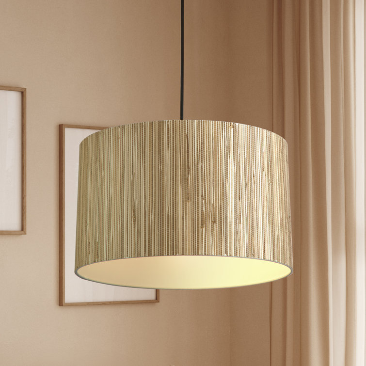 House of Hampton Meadow 1Lt Pendant convertible to Flush, Natural Grass ...