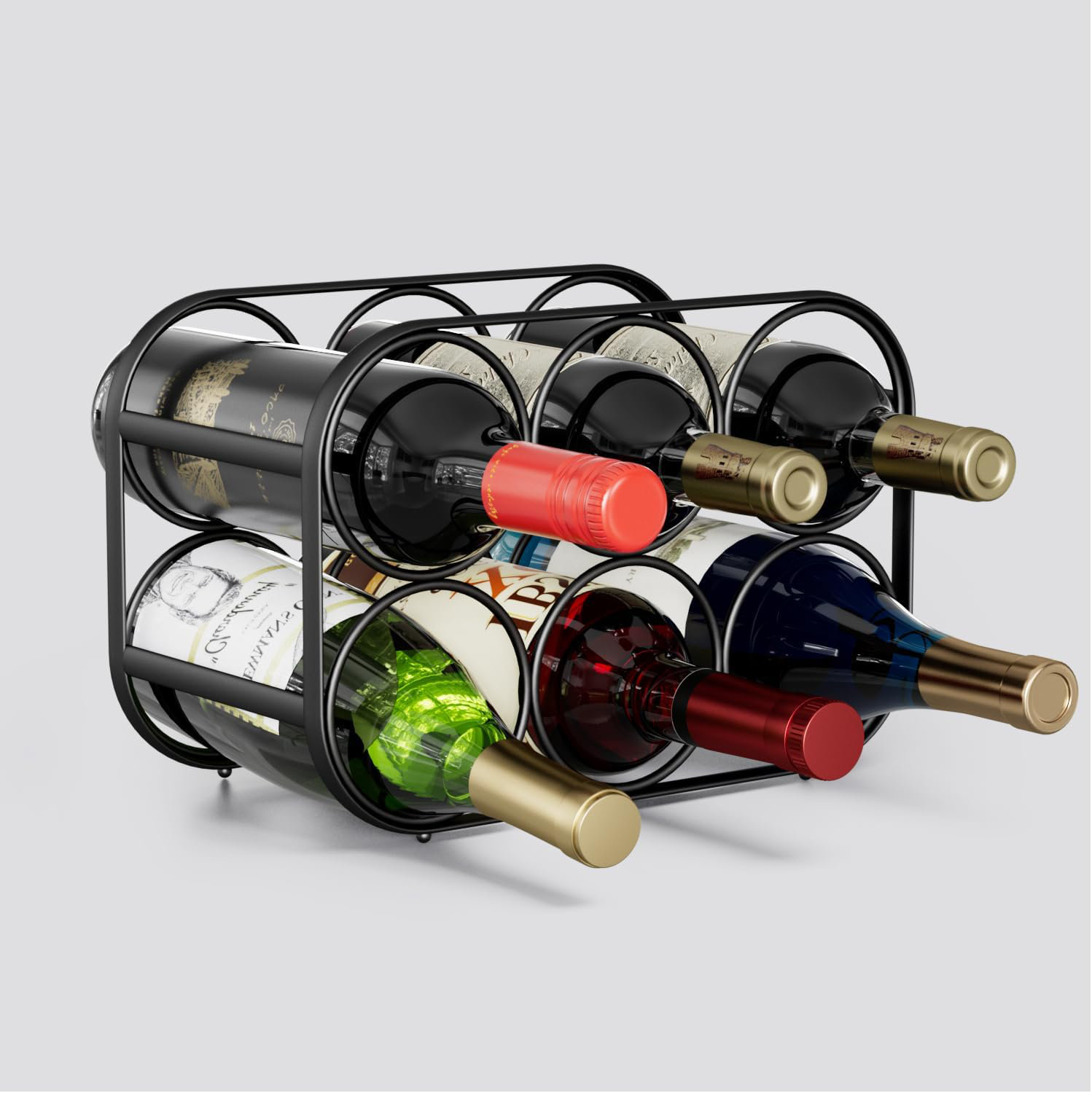 AMIPOR 6 Bottle Countertop Wine Rack - Wine Holder For Red White Wine ...