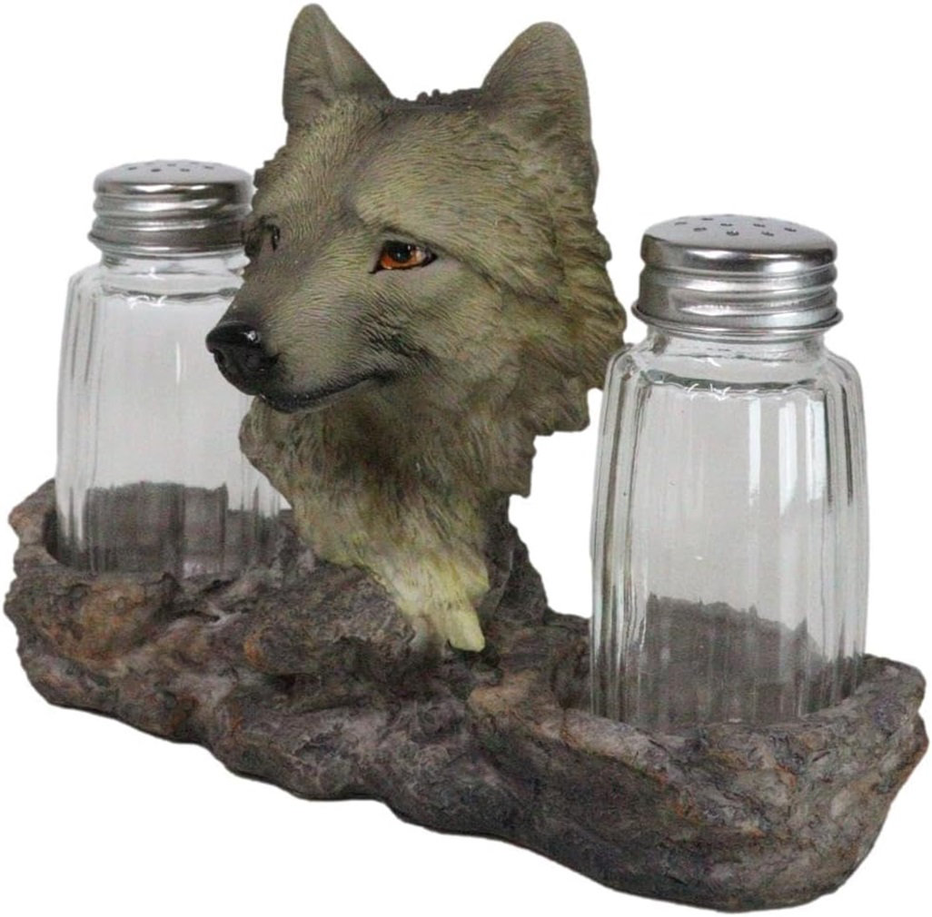 Millwood Pines Wolf Head By Woodlands Forest Salt & Pepper Shakers ...