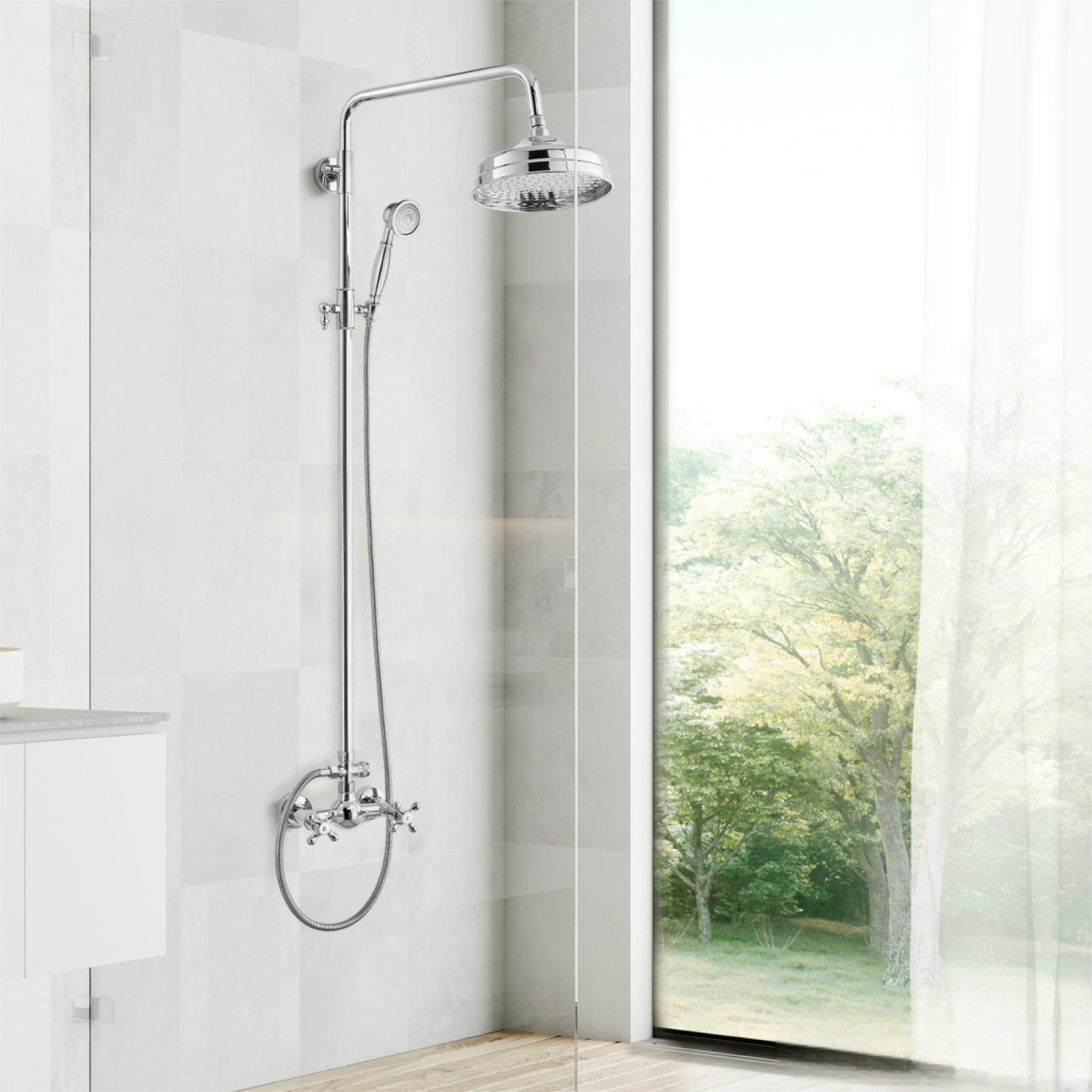 FODORL Bathroom Shower Fixture Set Rainfall Shower Head Wall Mount 2 ...