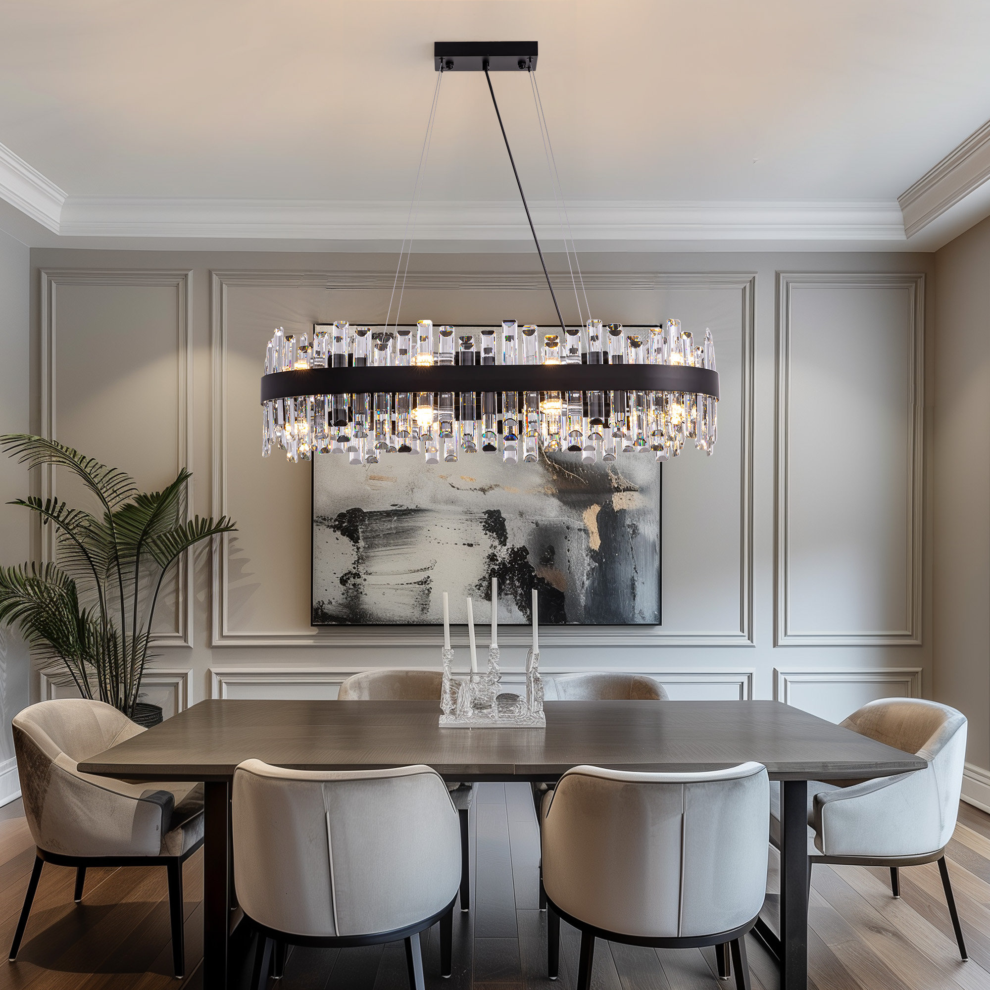 Mercer41 Mansimran Dimmable 16/20-Light Crystal Chandelier, Modern ...