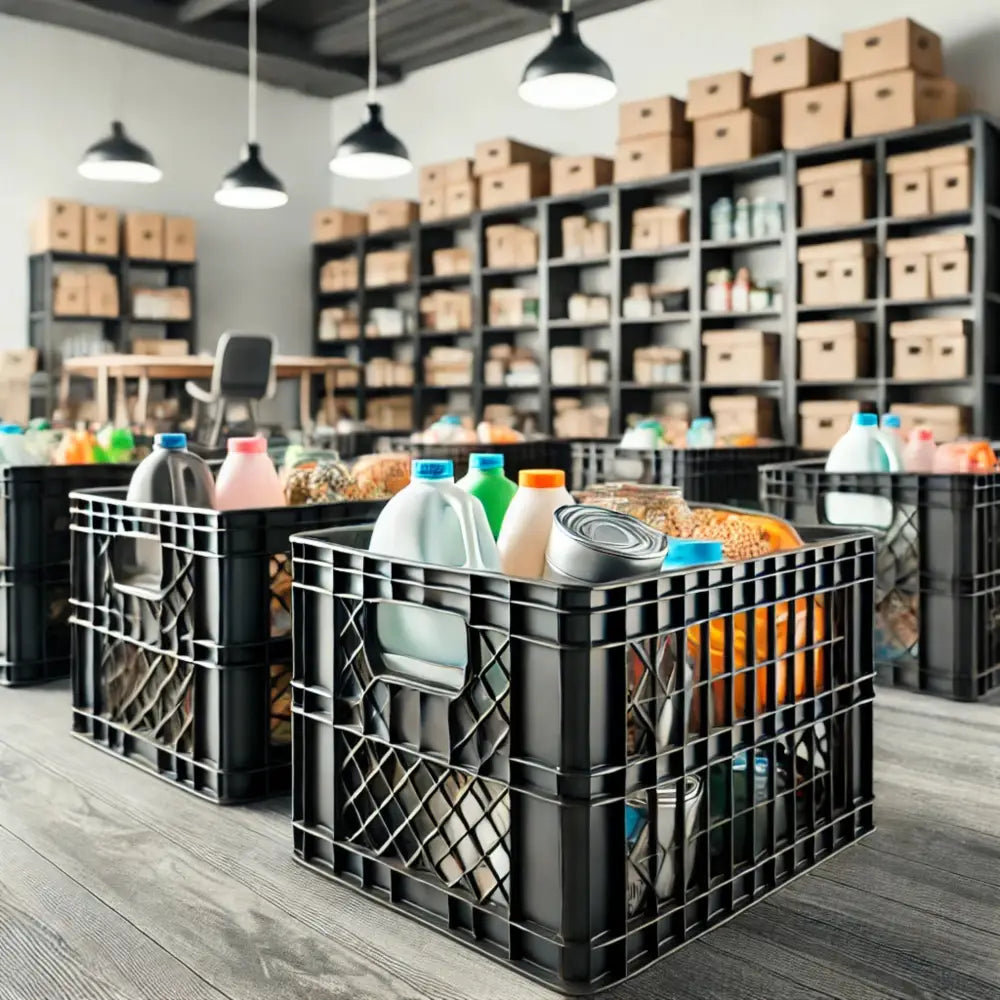Rebrilliant Heavy-Duty Black Milk Crates for Storage, Organization ...