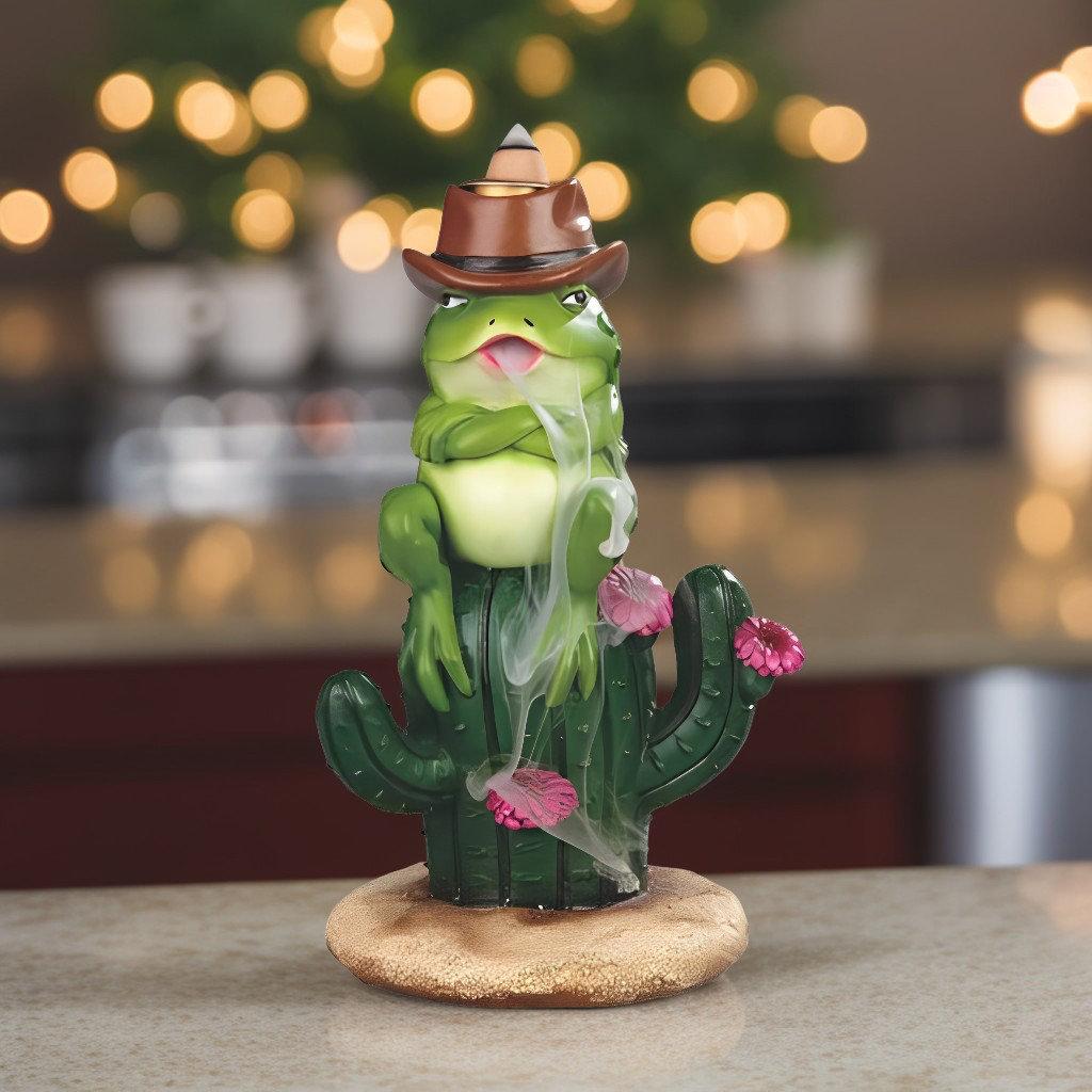 Trinx 6.75"H Frog on Cactus Backflow Figurine | Wayfair
