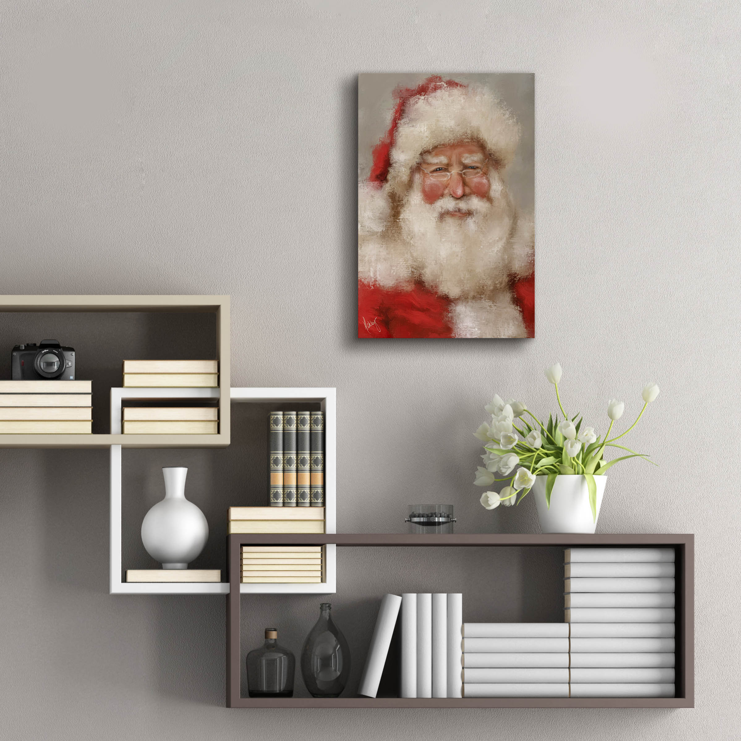 The Holiday Aisle® 'Abstract Santa' by Ashley Bradley Acrylic Glass ...