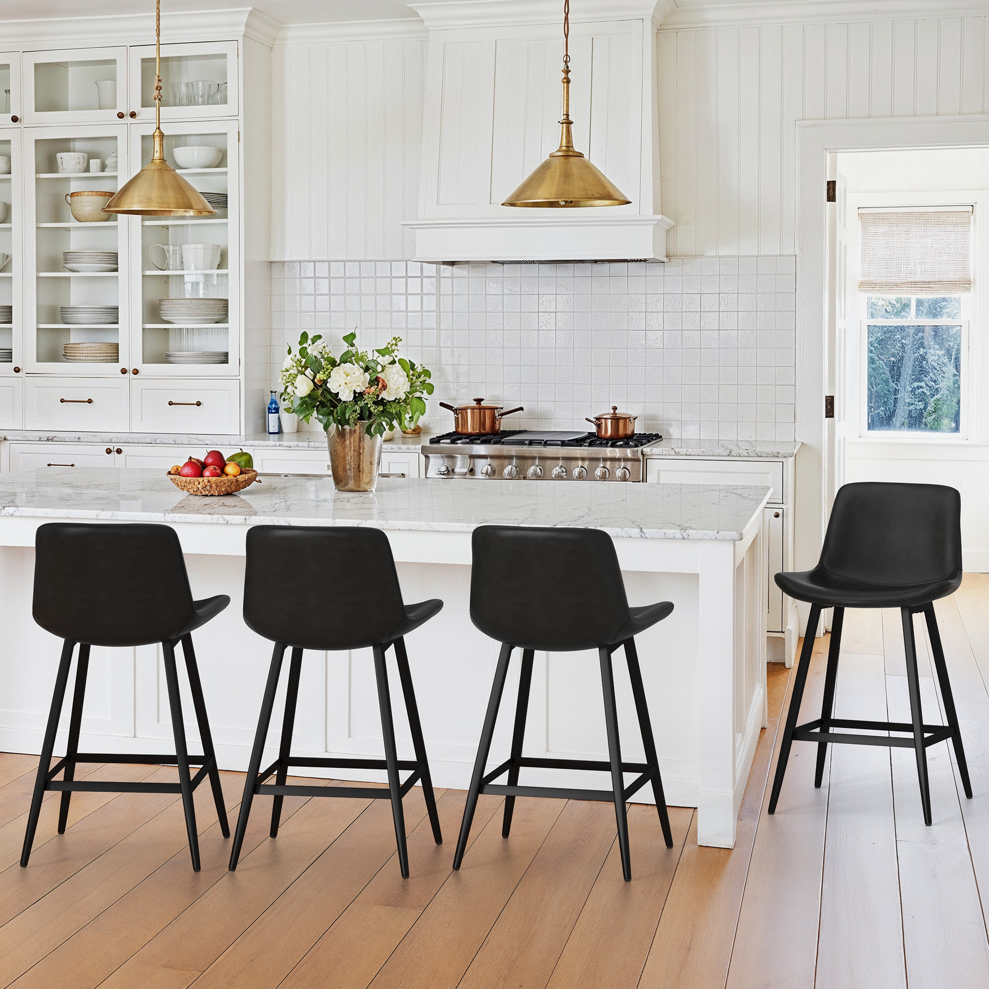 George Oliver Upholstered Counter Stool With Metal Frame Set Of 2/4 ...